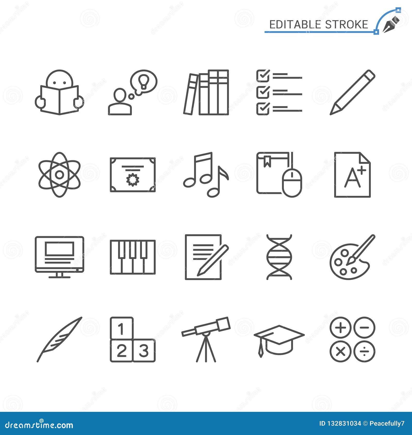 Education outline icon set stock vector. Illustration of music - 132831034