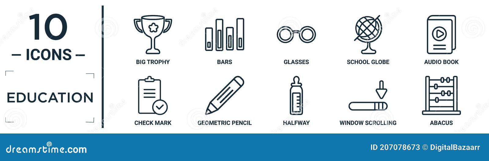 Linear Halfway Icon From Education Outline Collection. Thin Line ...
