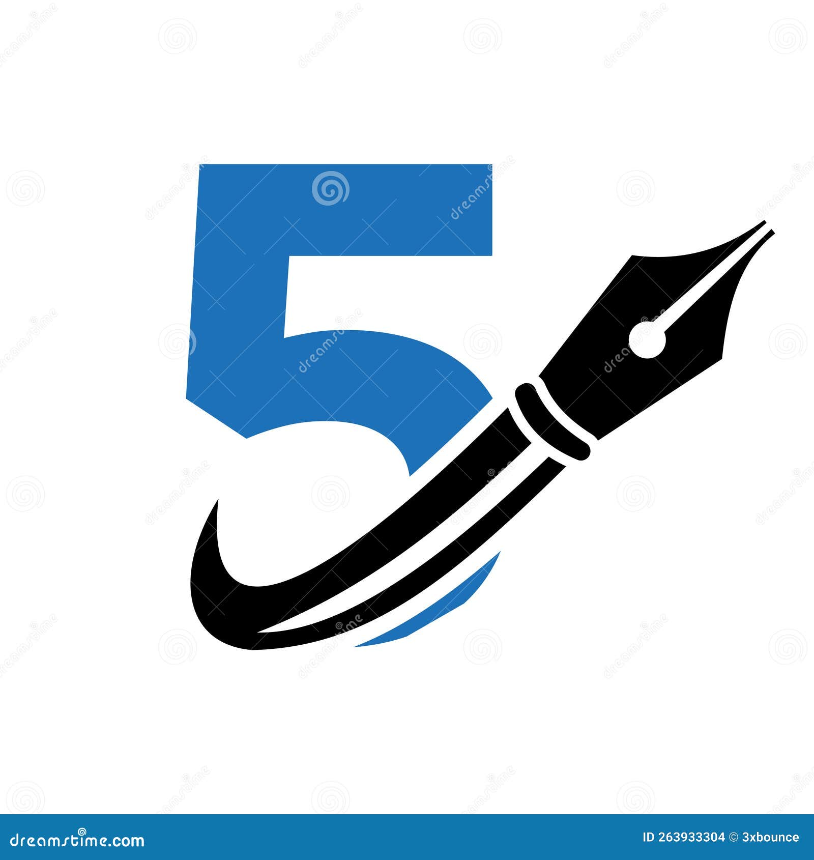 Education Logo on Letter 5 Concept with Pen Nib Vector Template Stock ...
