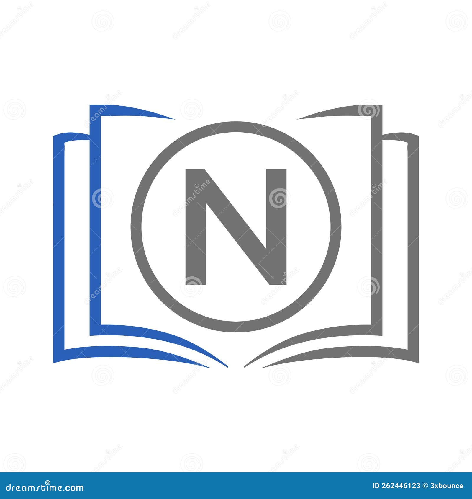 Education Logo on Letter N Template. Open Book Logo on N Letter ...