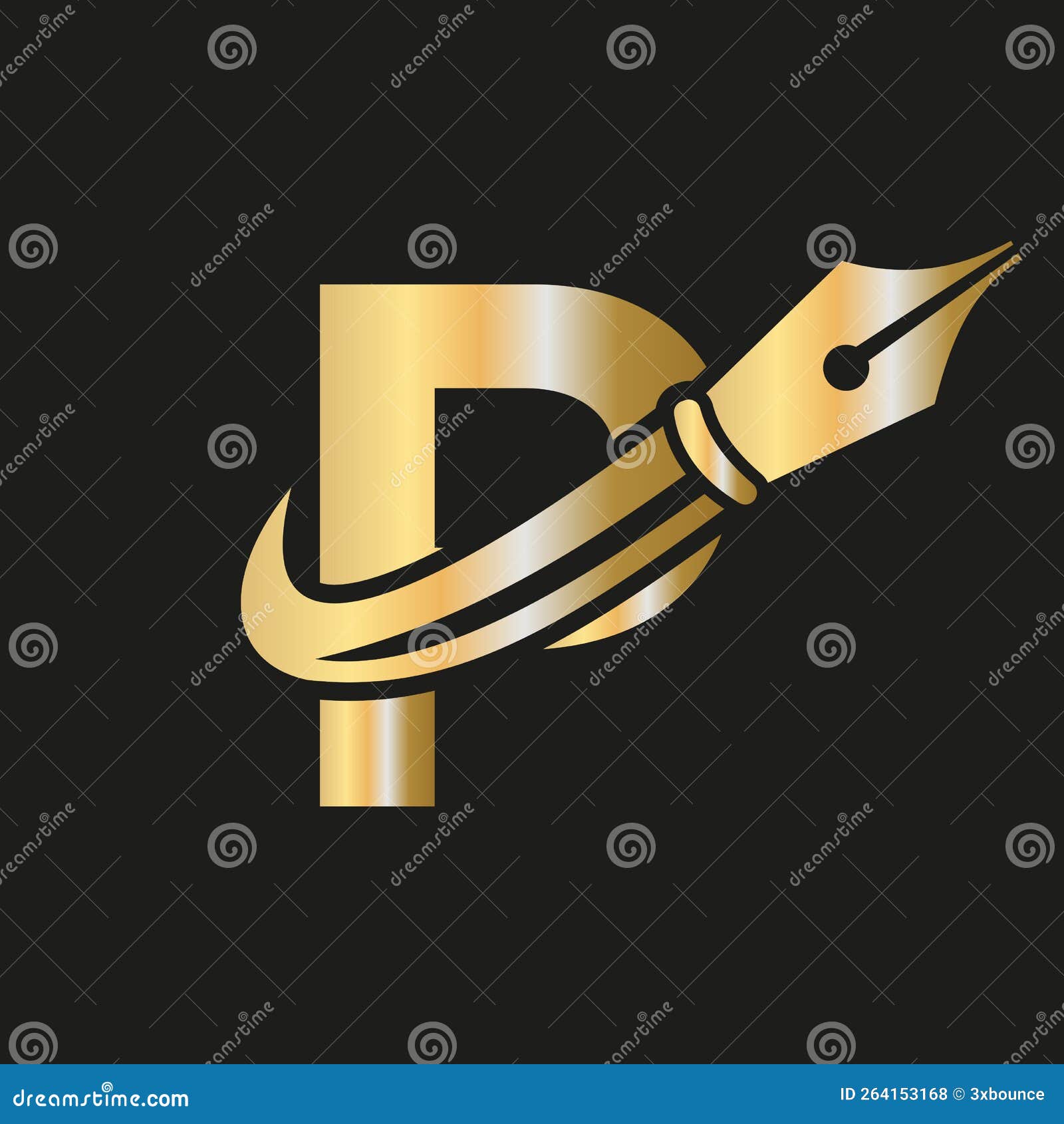 Education Logo on Letter P Concept with Pen Nib Vector Template Stock ...