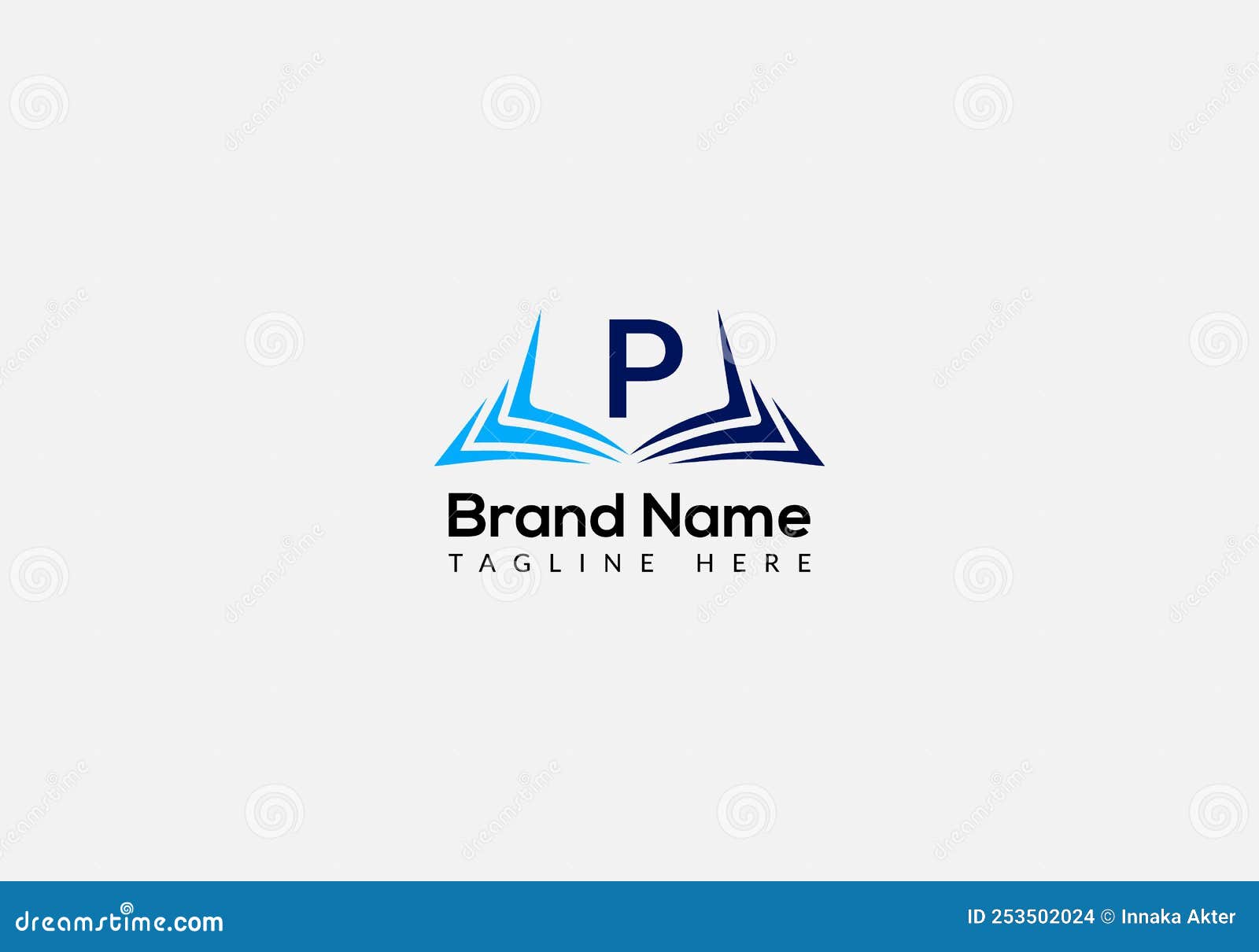Education Logo on Letter P Template. Open Book Logo on P Letter ...