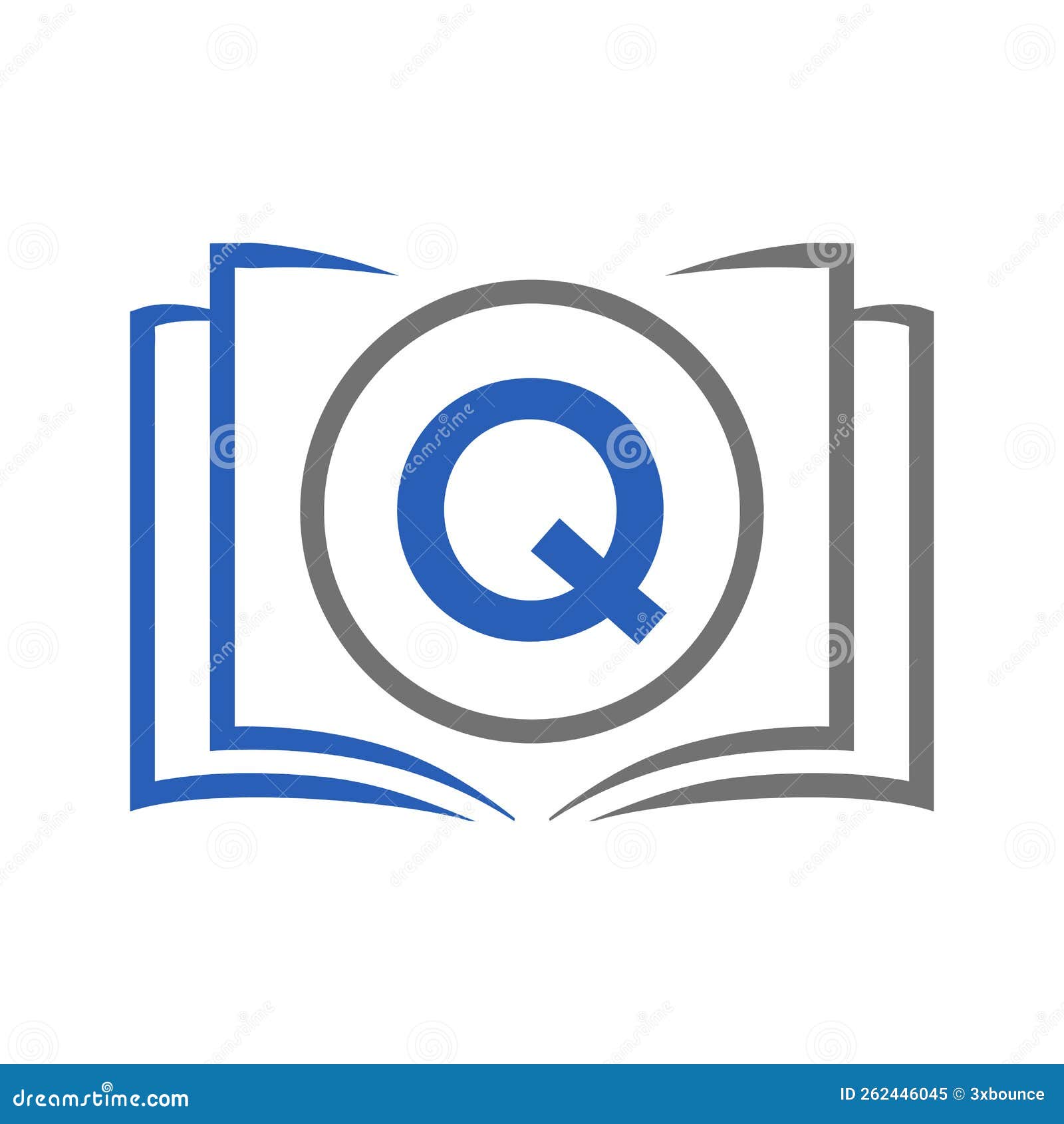 Education Logo on Letter Q Template. Open Book Logo on Q Letter ...