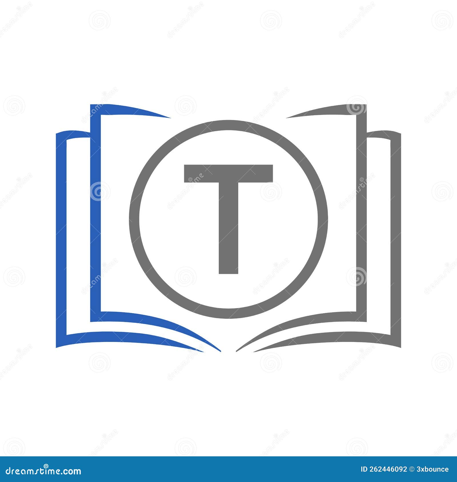Education Logo on Letter T Template. Open Book Logo on T Letter ...