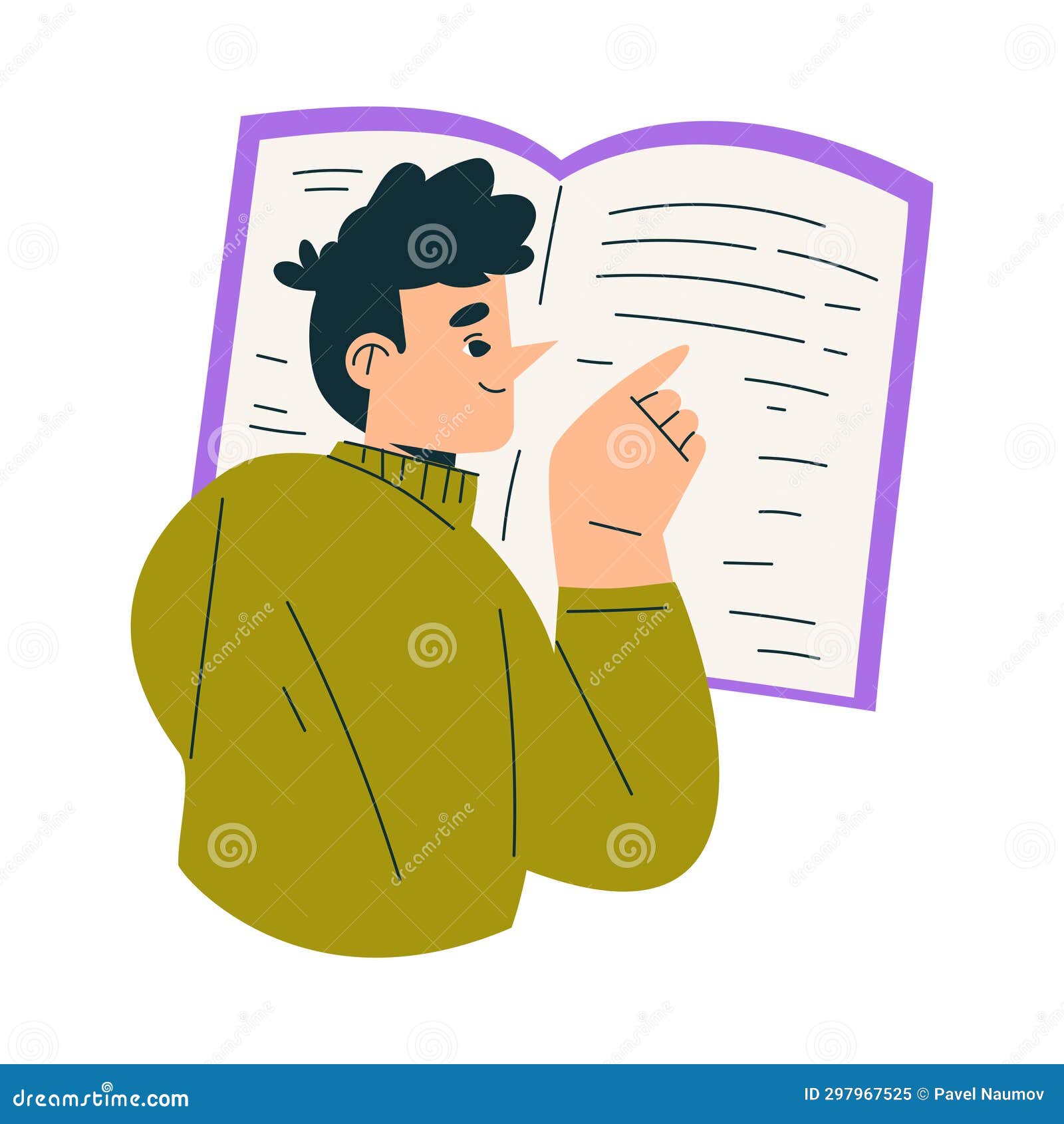 Education with Man Character Reading Book Learning and Study Vector ...