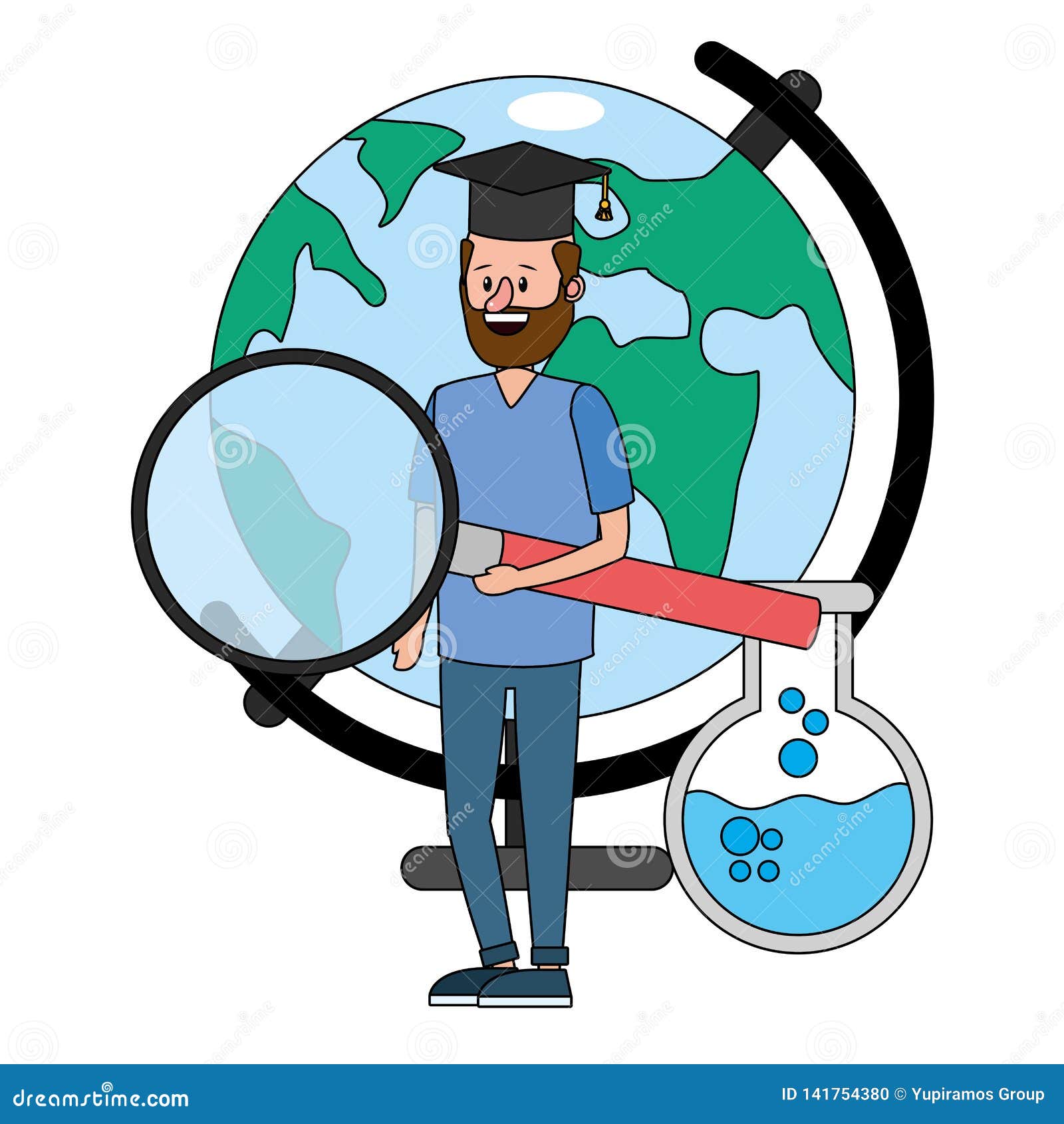 Education man cartoon stock vector. Illustration of graduation - 141754380