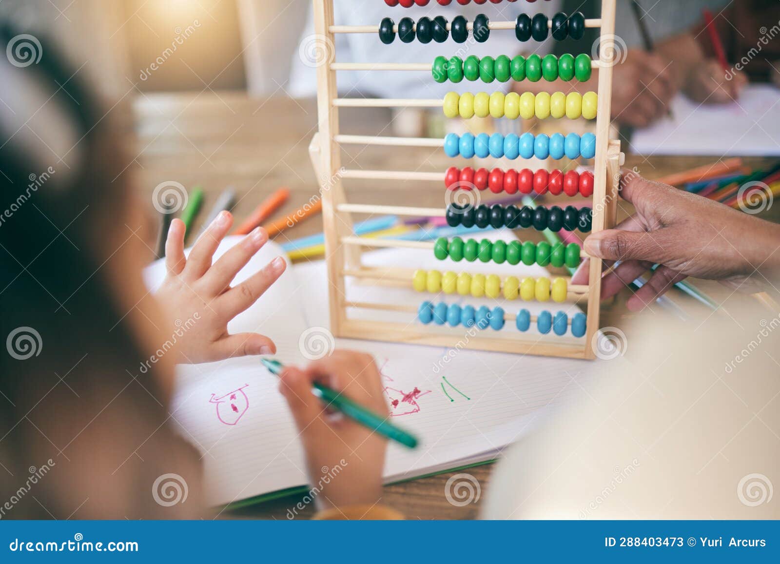 Education, Math and Child with Grandmother, Abacus or Hand for Counting ...