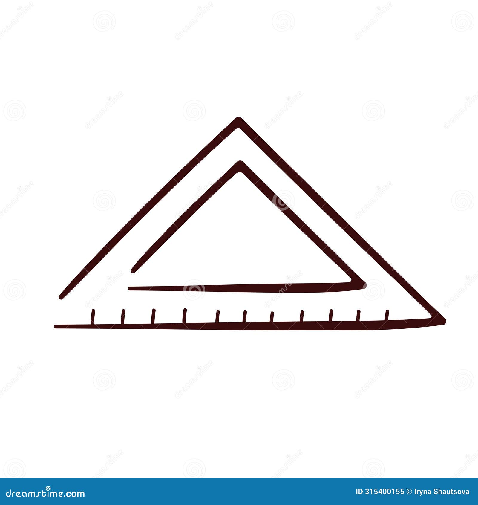 Education Math Triangular Ruler Icon in Line Art Style. Stationery ...