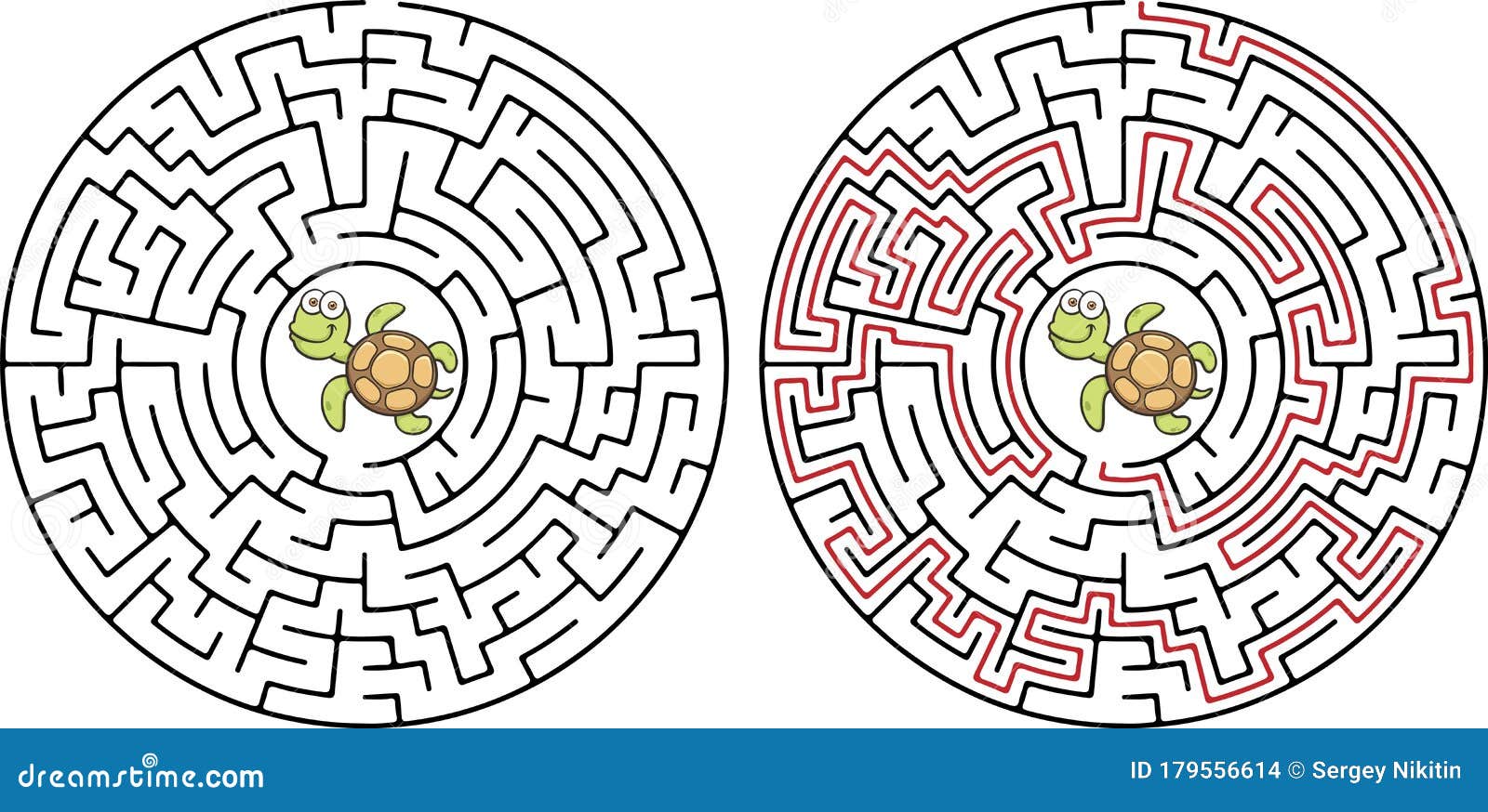 Education Maze or Labyrinth for Children with Turtle Stock Illustration ...
