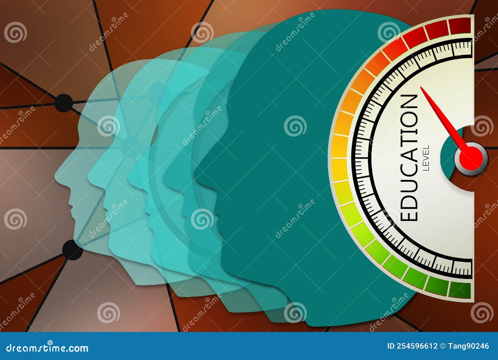 Education Measuring Device with Arrow and Human Head Stock Illustration ...