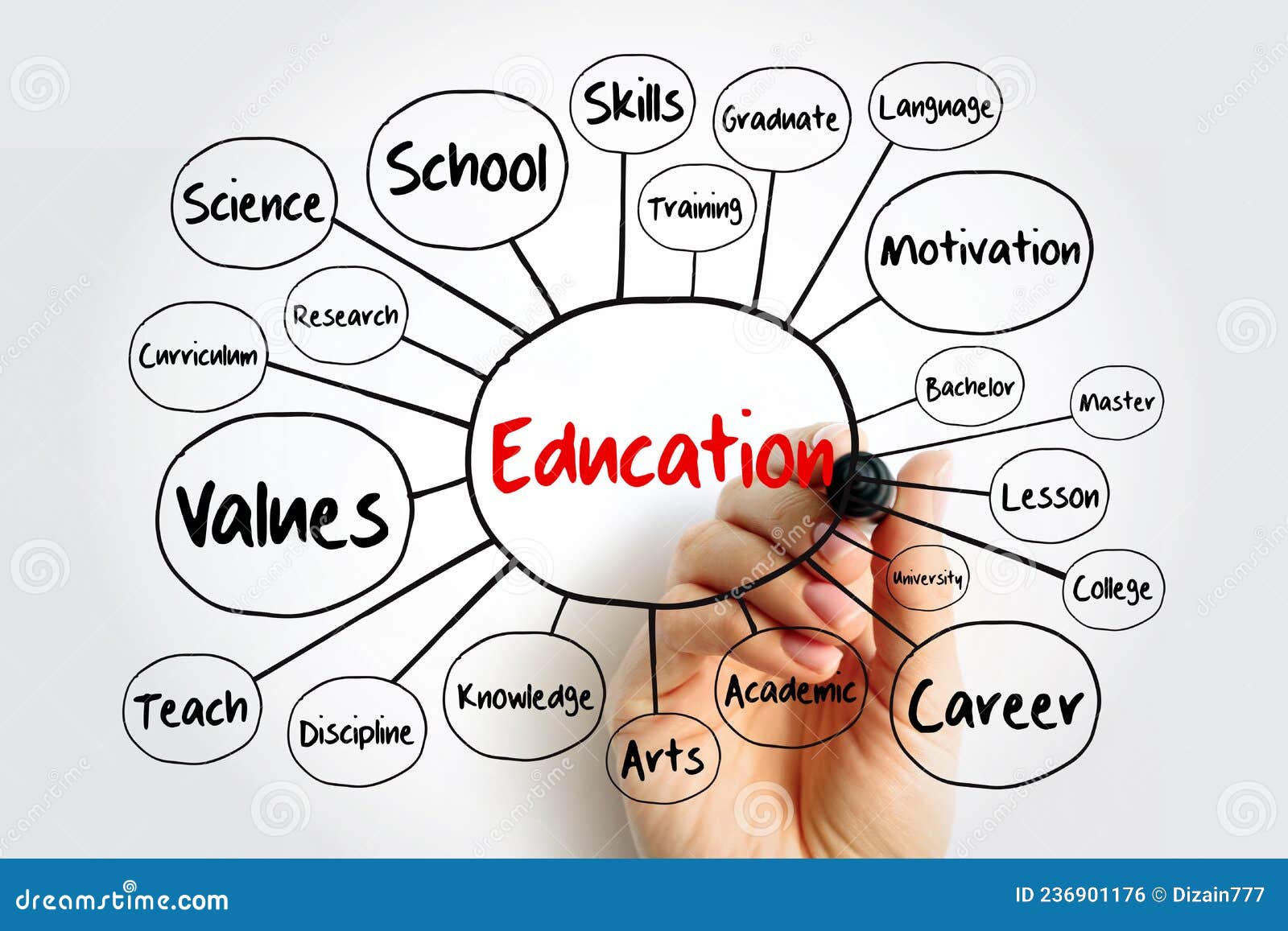 EDUCATION Mind Map Flowchart with Marker, Concept for Presentations and ...