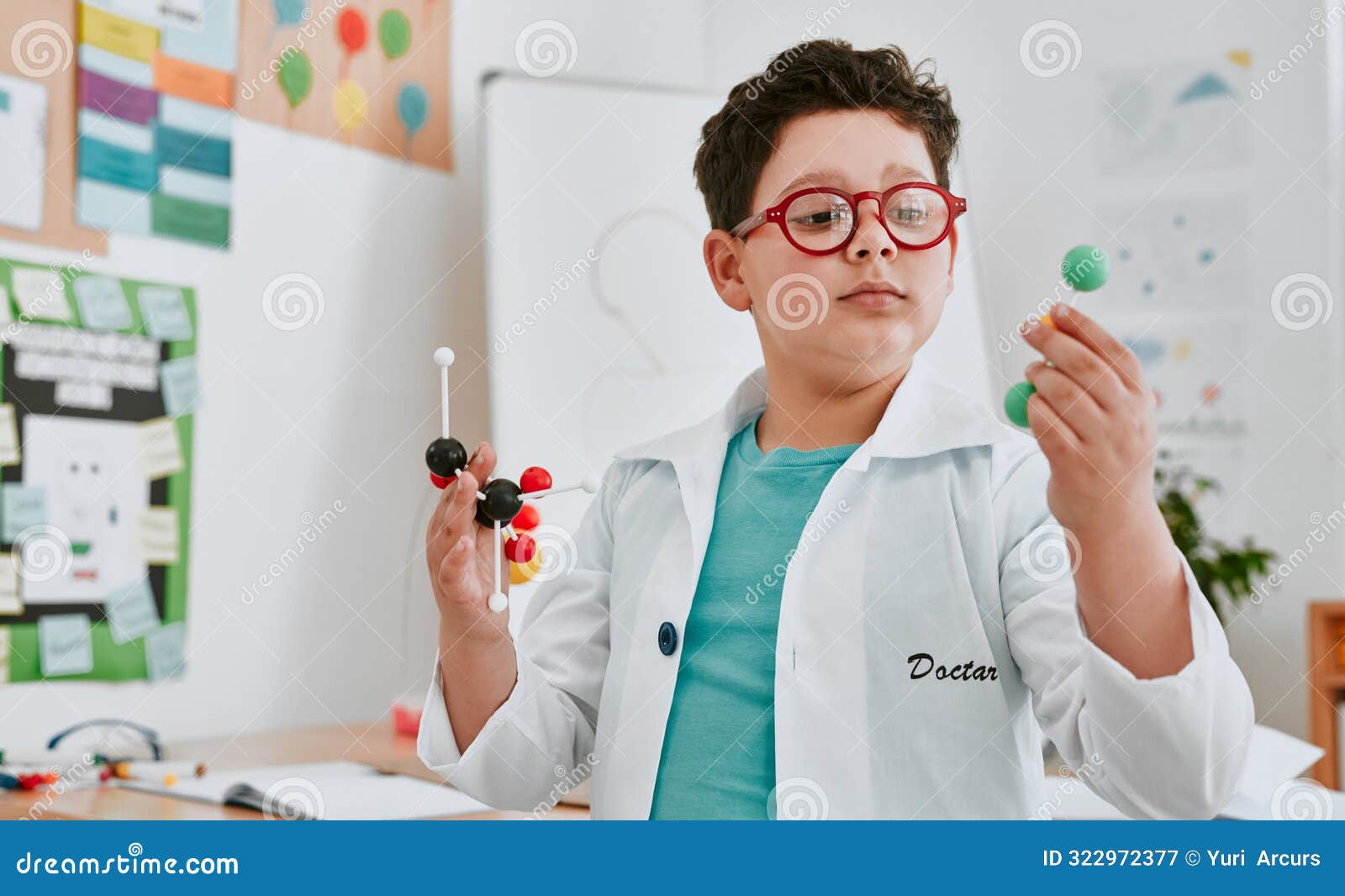 Education, Molecule and Science with Boy Student in Laboratory for ...