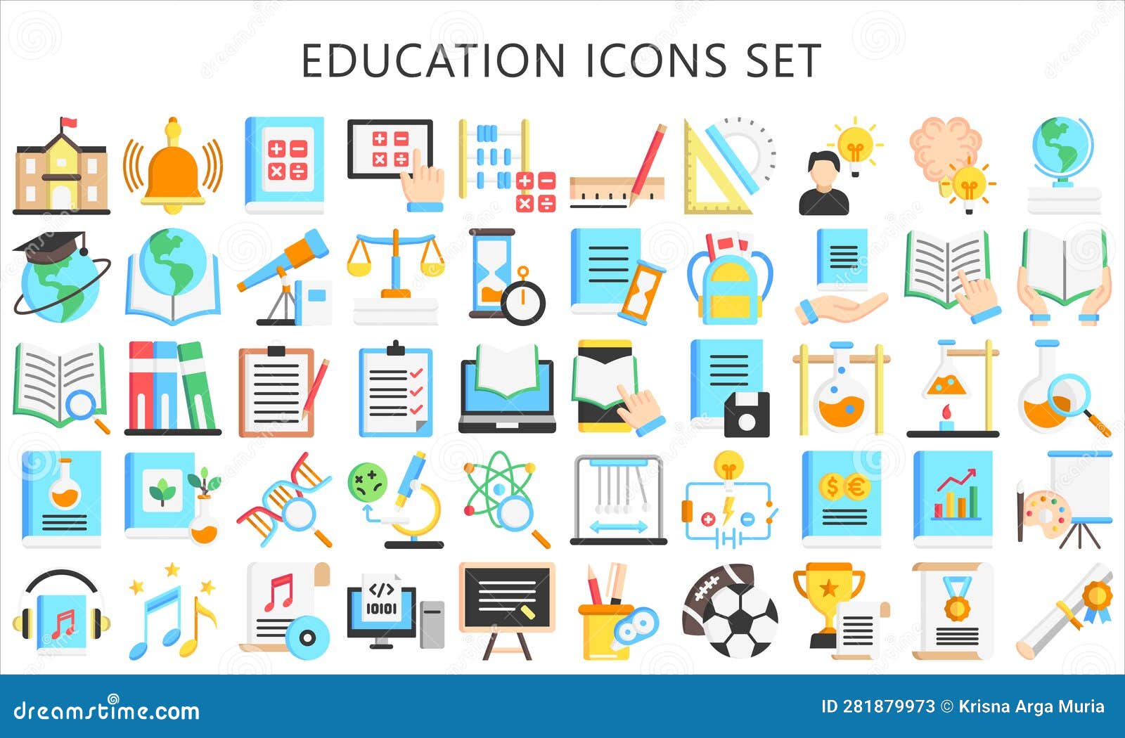 Education Multi Color Icons Pack Stock Vector - Illustration of globe ...