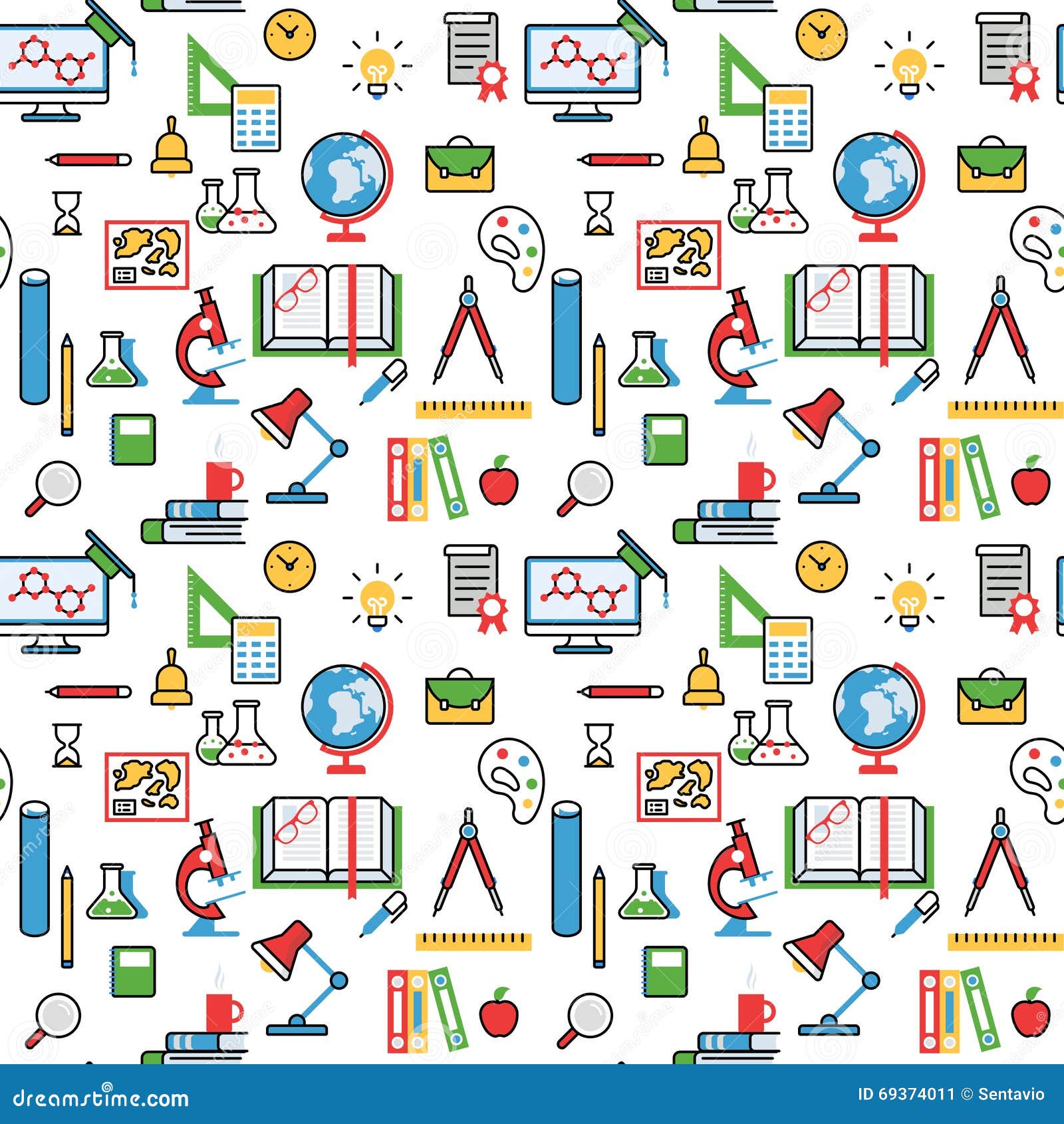 Education Objects Pattern Seamless Background Vector Texture Stock ...