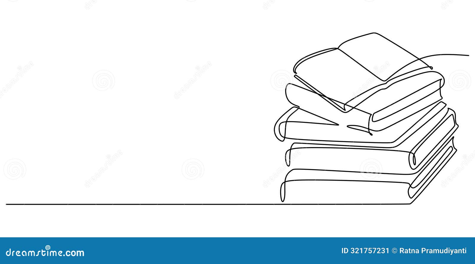 Education One Line Art Drawing. Stack of Books Continuous Line Vector ...