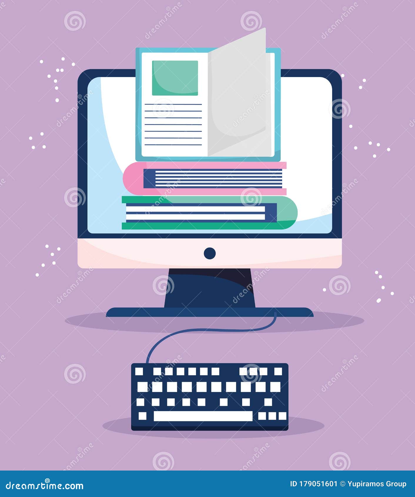 Education Online, Computer Ebooks and Keyboard Study Stock Vector ...