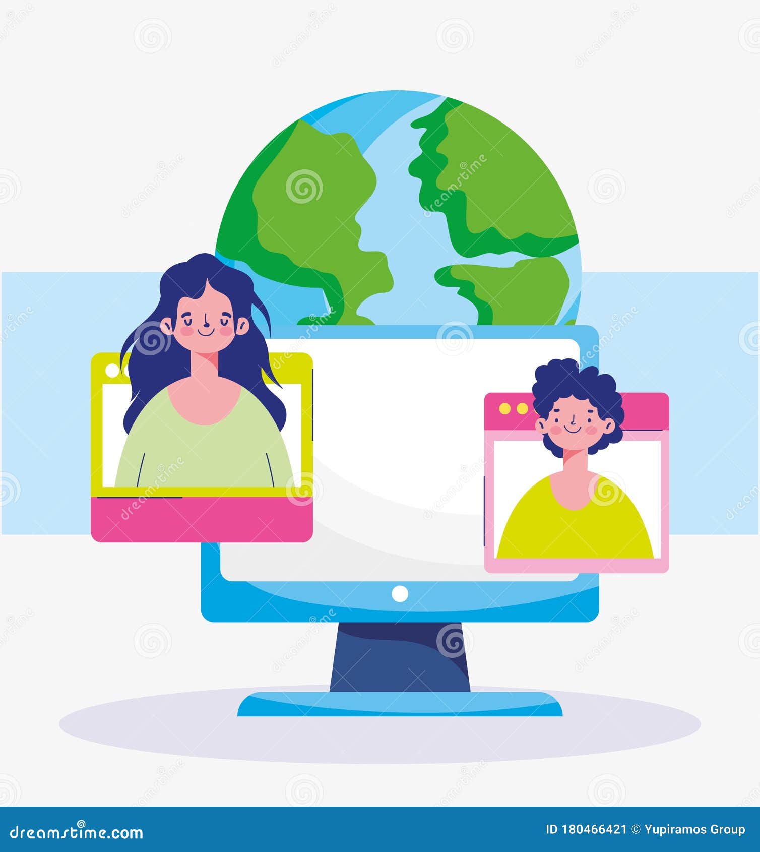 Education Online, Computer People Student World Learn Virtual Cartoon ...