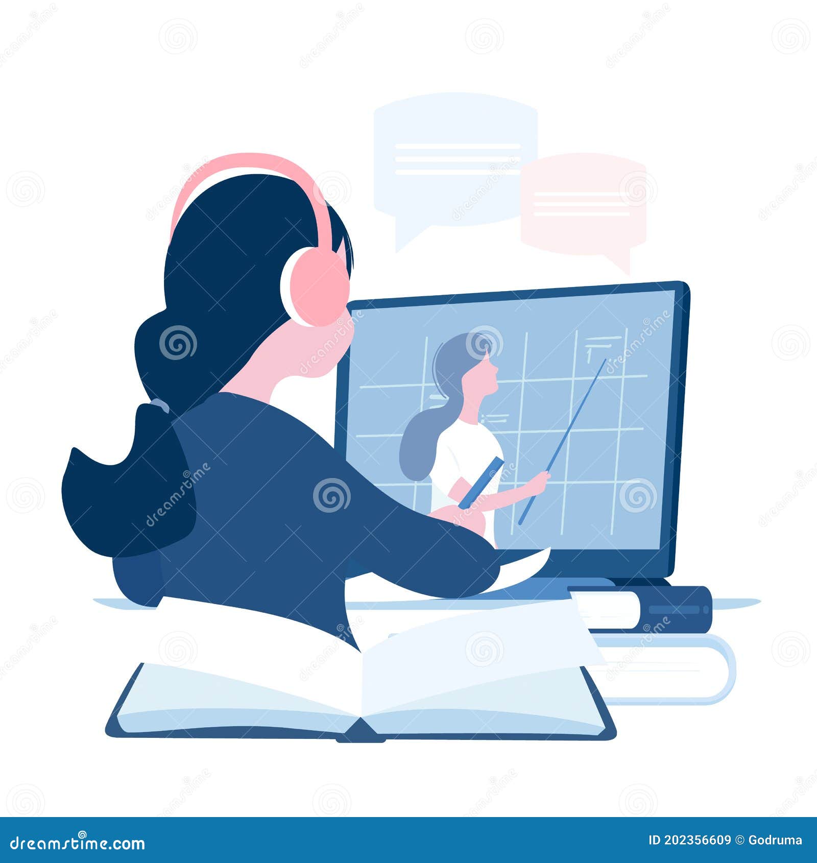 Education Online Concept. School Student Study at Home on Laptop Stock ...