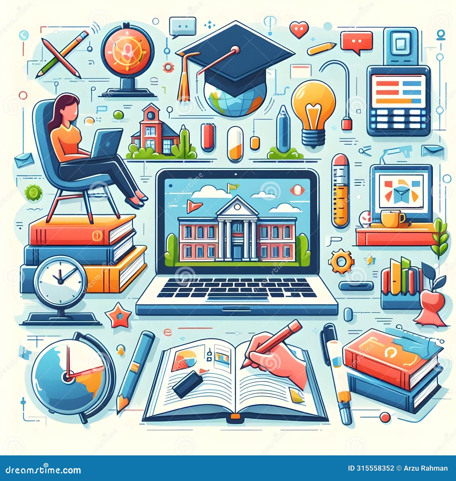 Education and Online Learning Stock Illustration - Illustration of ...