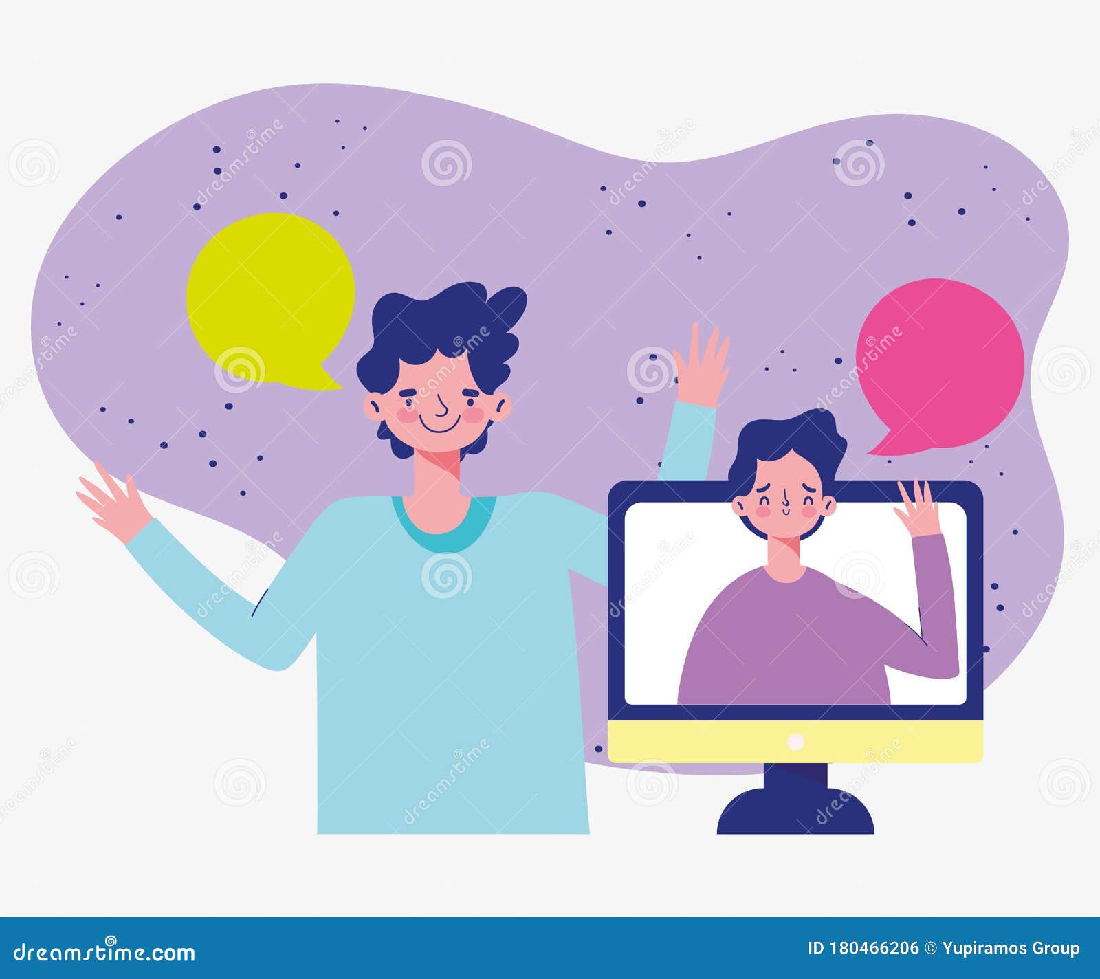 Education Online, Students Boy Conversation Virtual Computer Stock ...