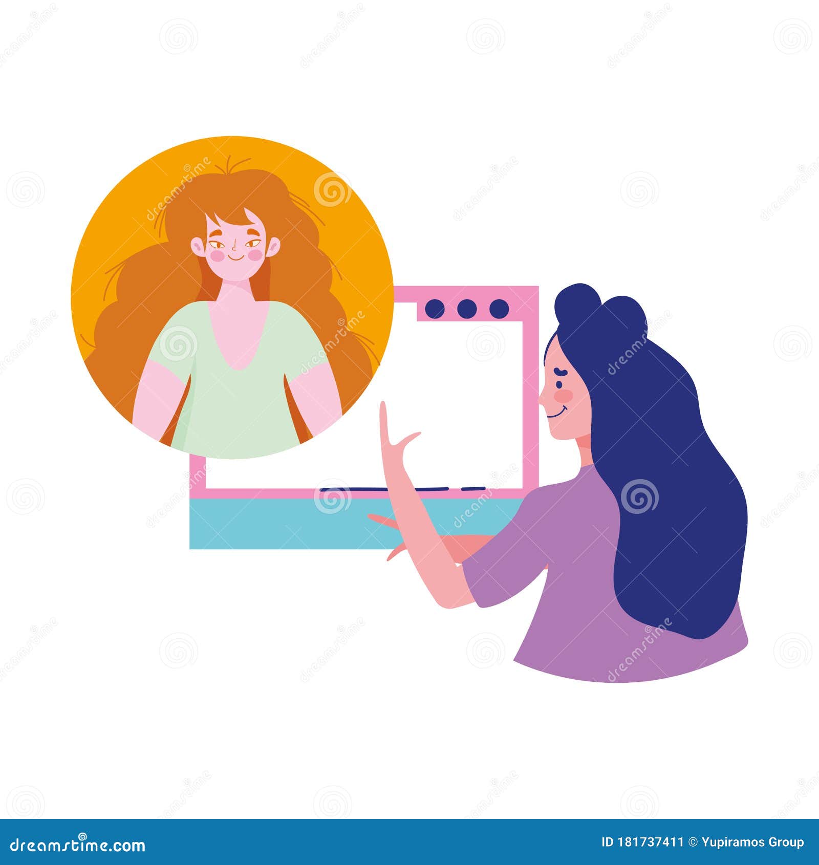 Education Online, Teacher Explaining Girl Student Web Virtual Stock ...