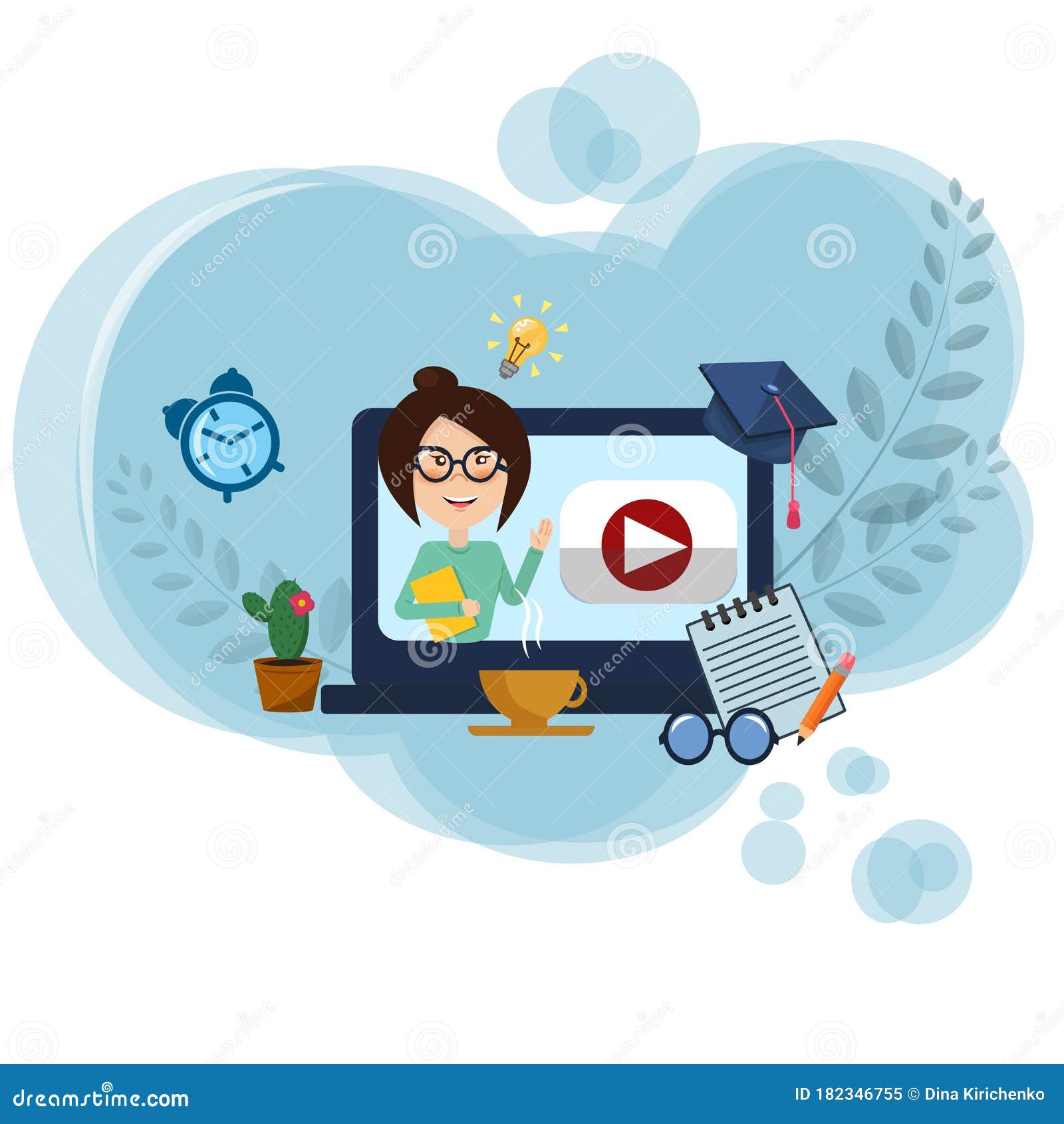 Education Online Teacher Learning Vector Illustration Stock Vector ...