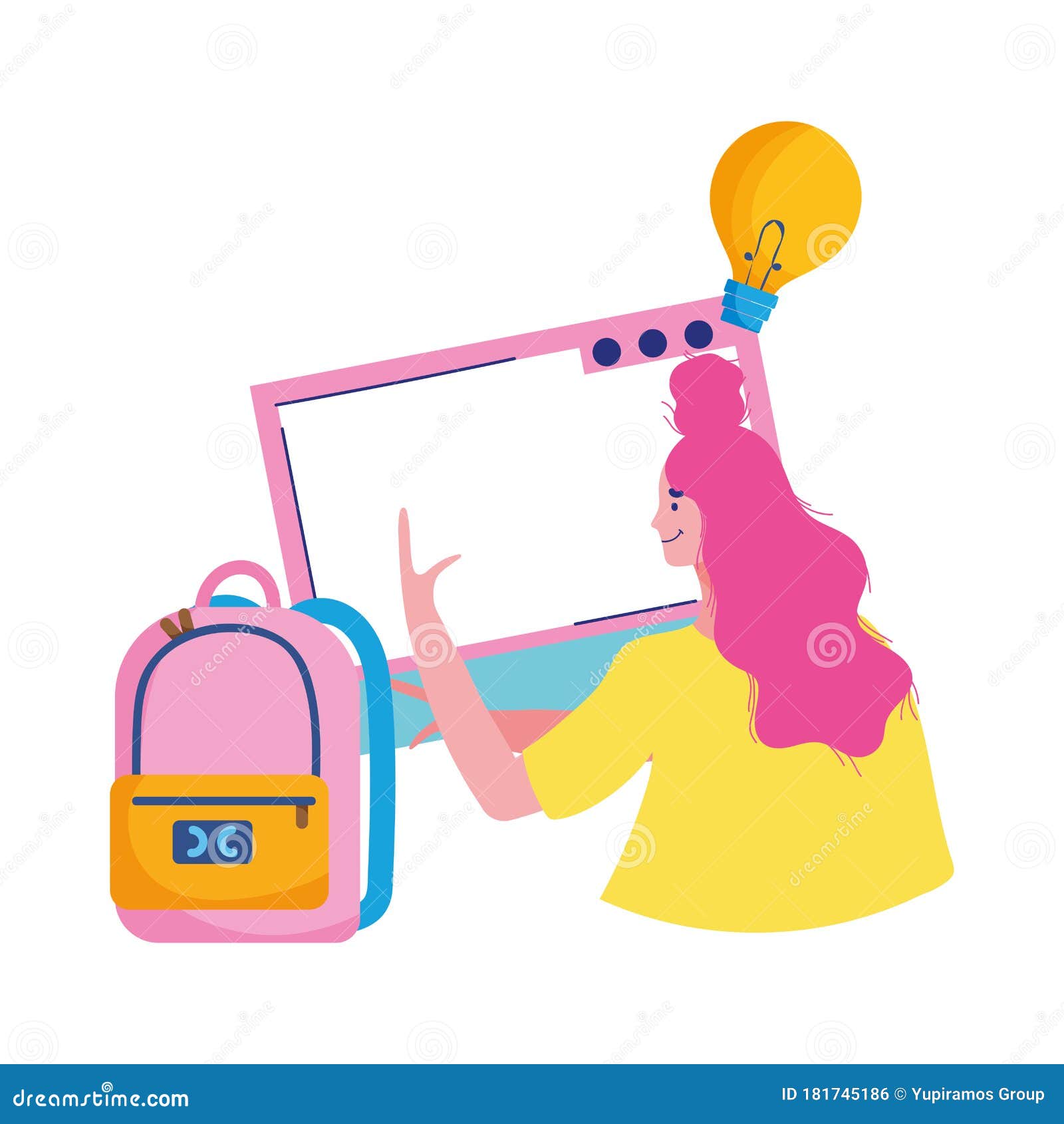 Student In Virtual Classroom Using Smart Interactive Board Virtual ...