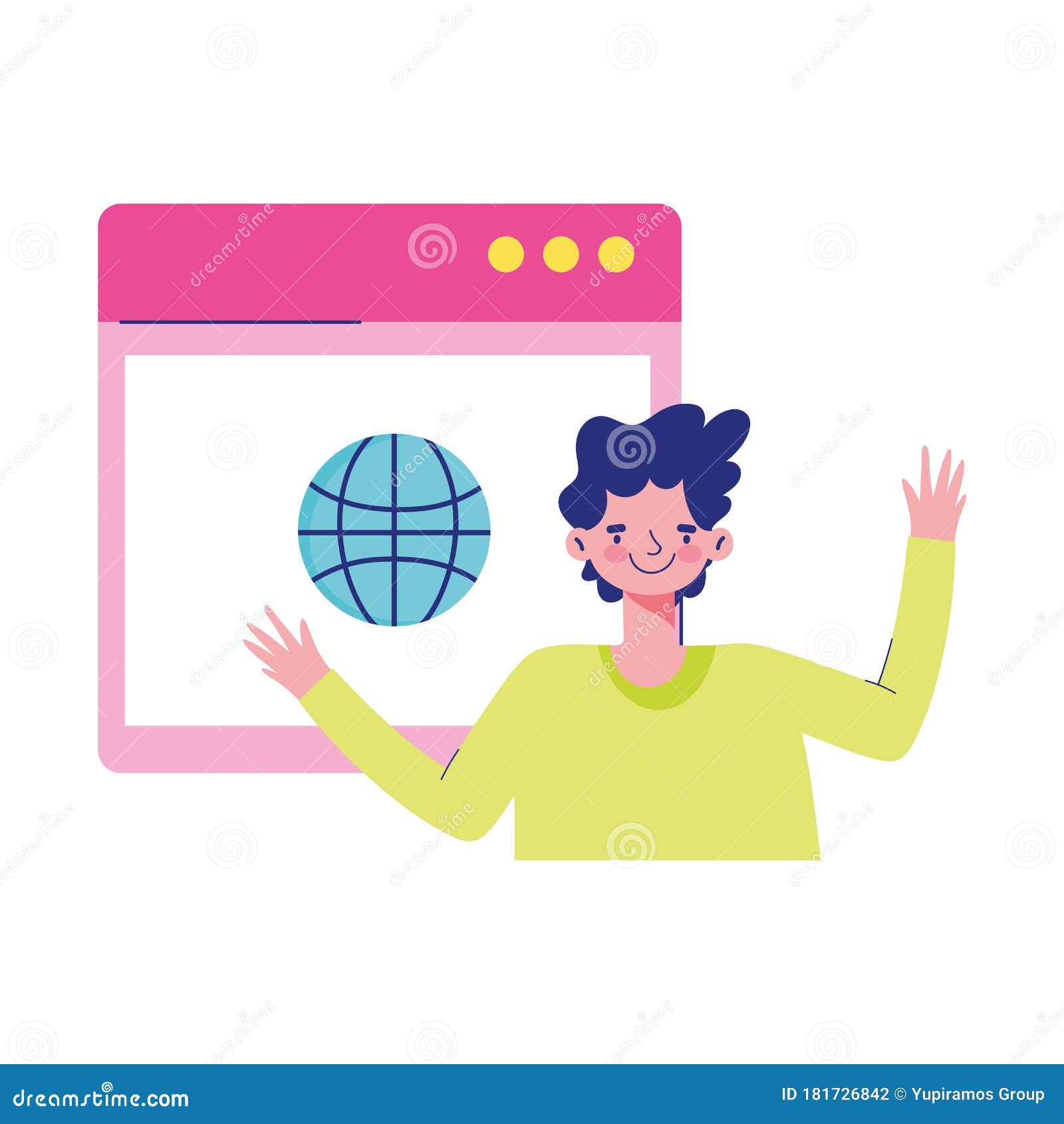 Education Online, Young Man Student World Website Connection Stock ...