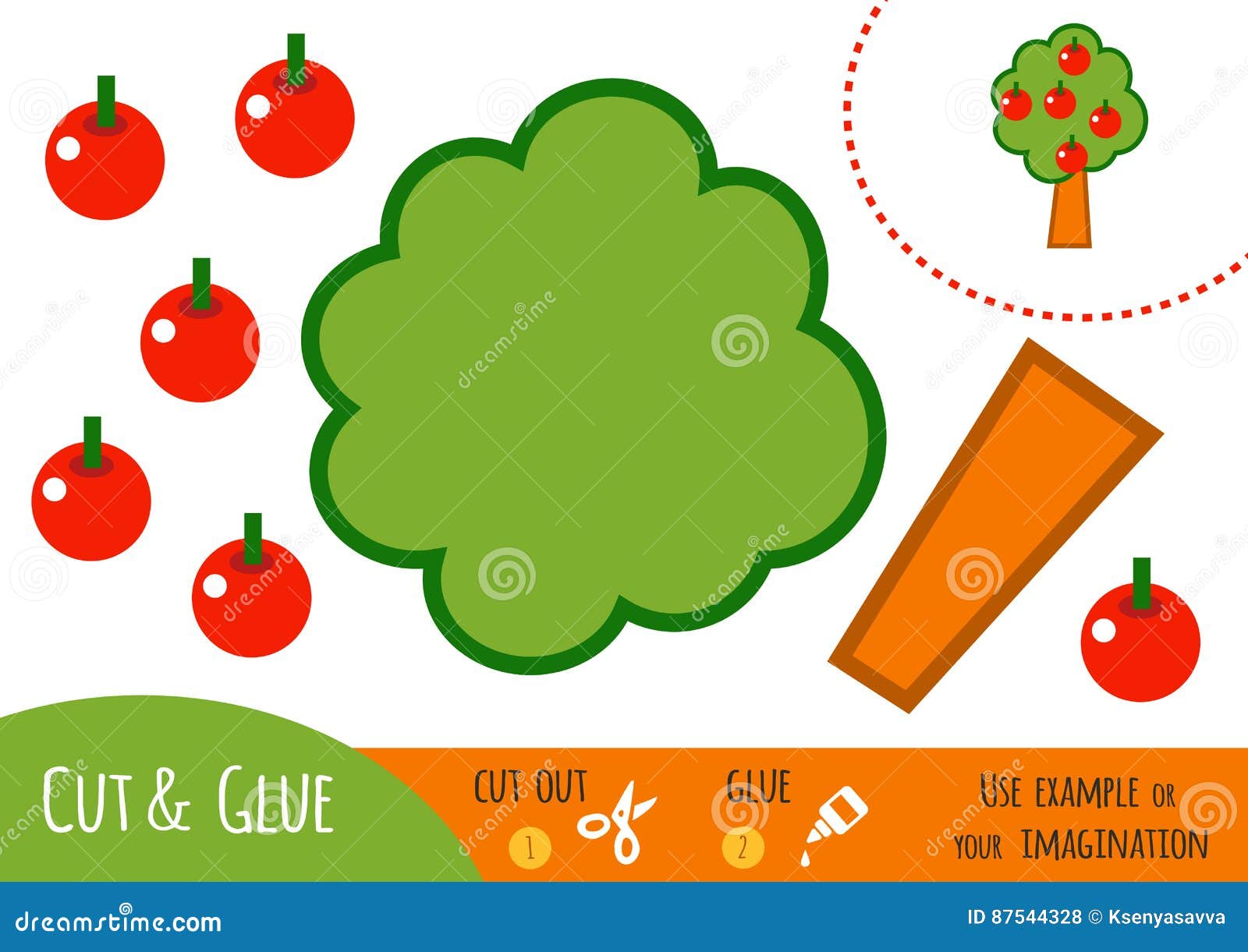 Education Paper Game for Children, Apple Tree Stock Vector ...