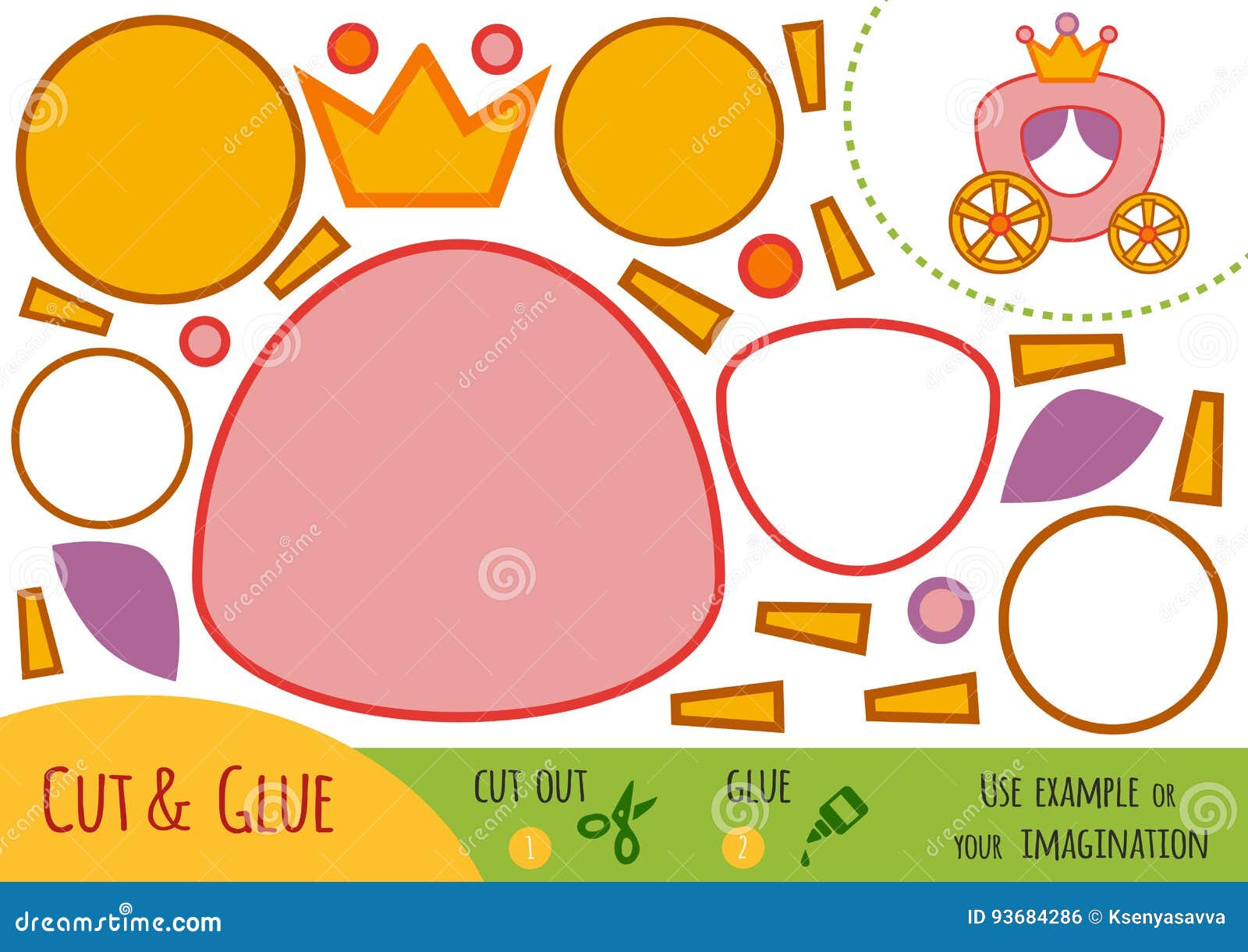 Education Paper Game for Children, Carriage Stock Vector - Illustration ...