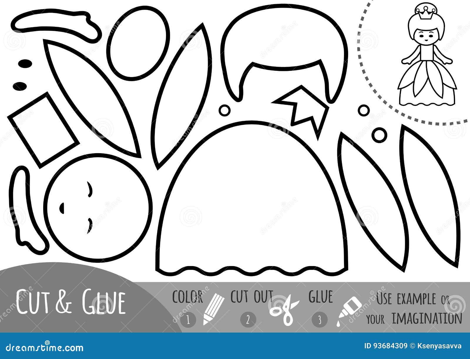 Education Paper Game for Children, Princess Stock Vector - Illustration ...