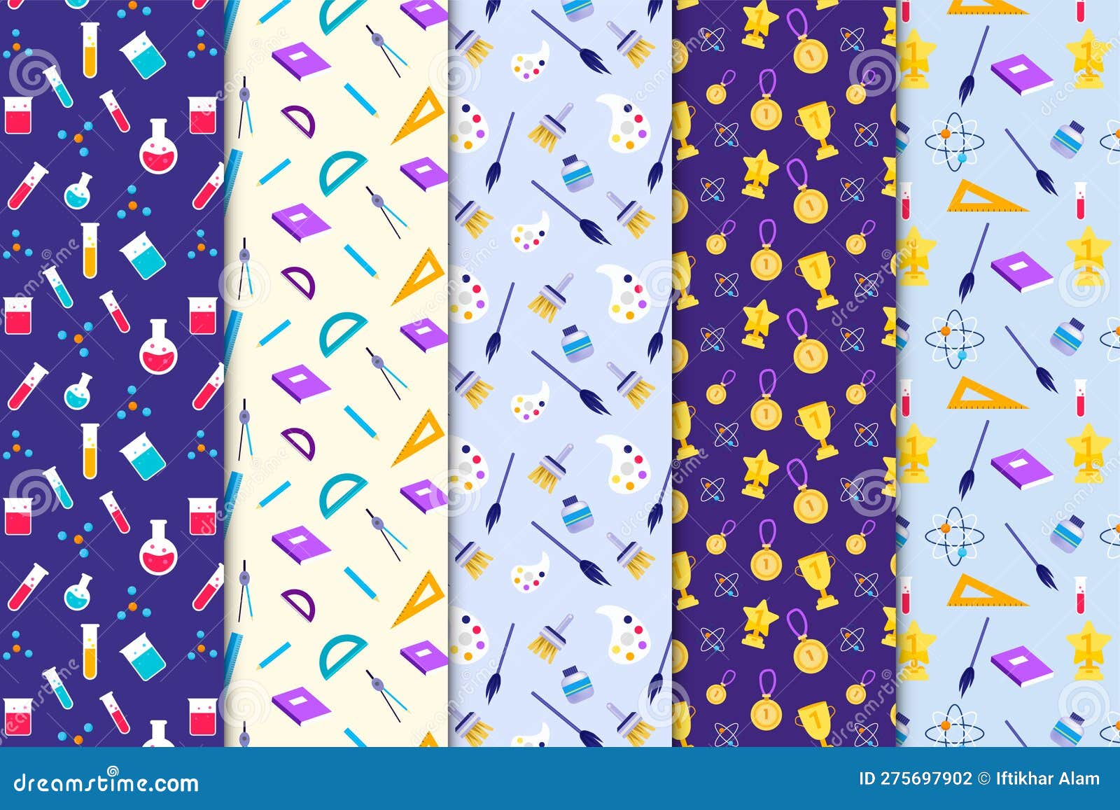 Education Pattern Bundle Vector with Purple and White Color Backgrounds ...