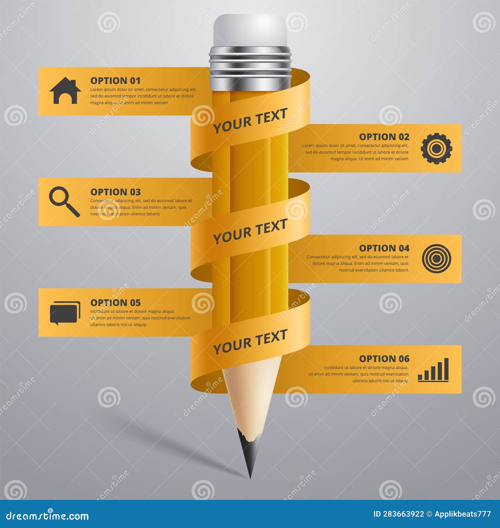 Education Pencil Infographics Step Option Stock Vector - Illustration ...