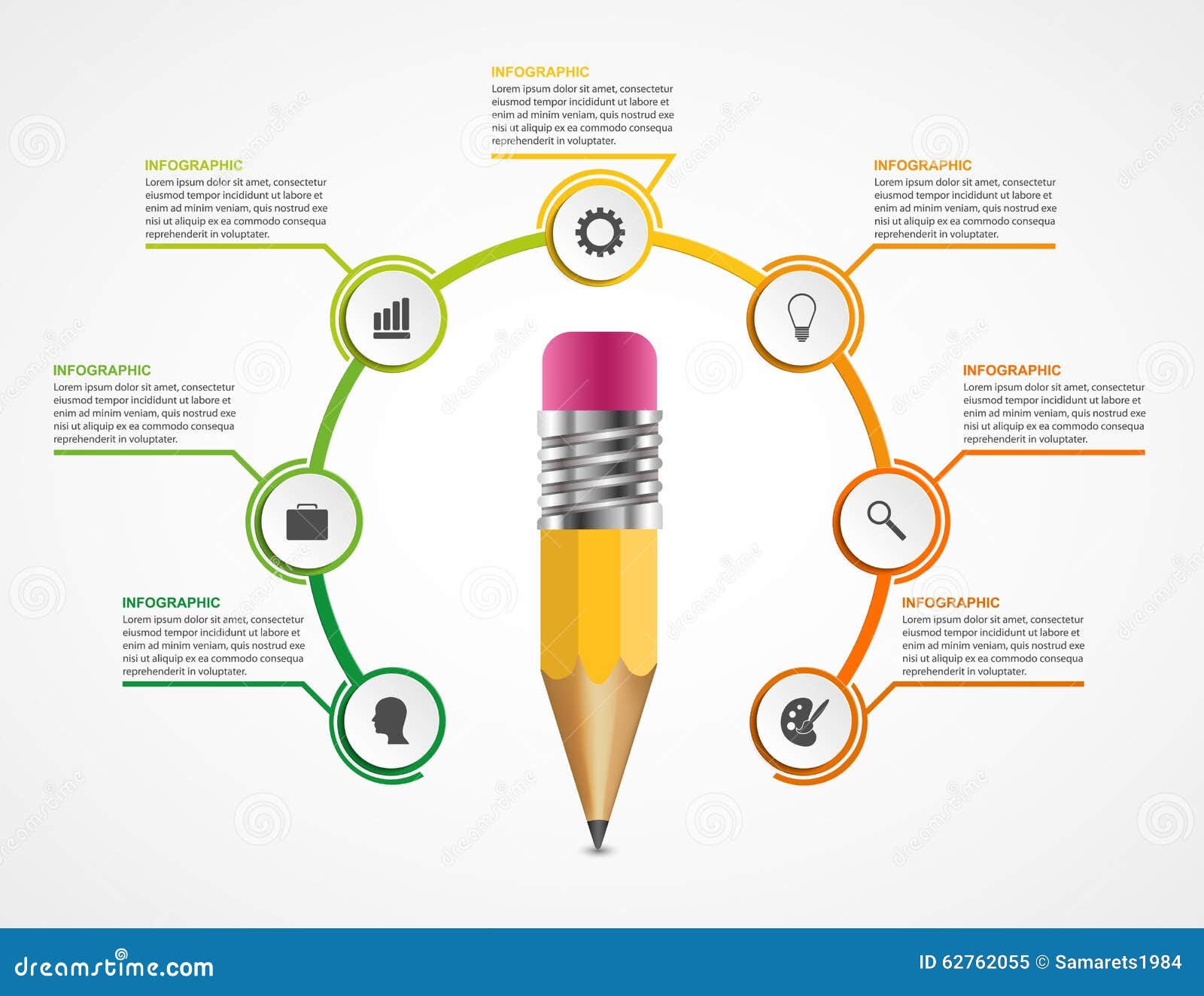 Education Pencil Option Infographics Design Template. Stock Vector ...