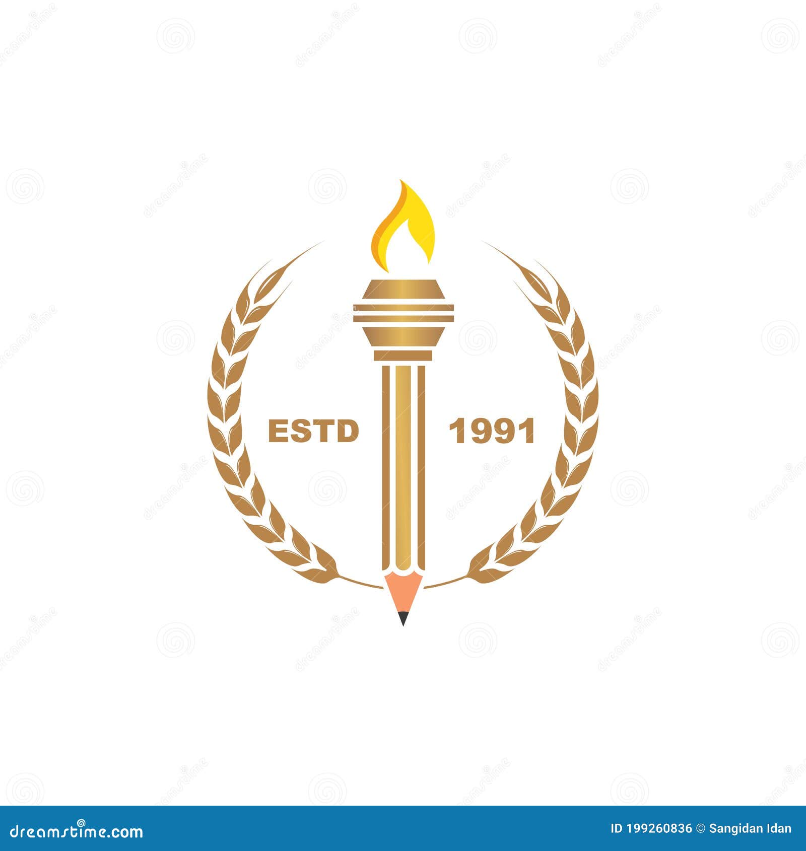 Education Pencil Torch Icon Illustration Vector Stock Vector ...