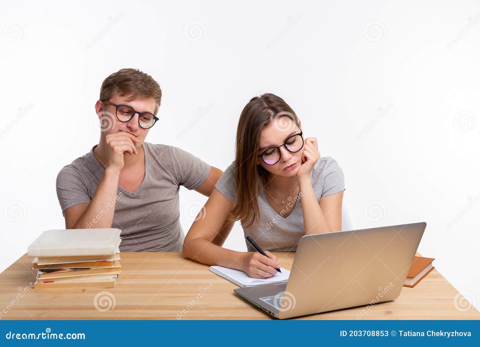 Education, People and Relationship Concept - a Couple of Students are ...