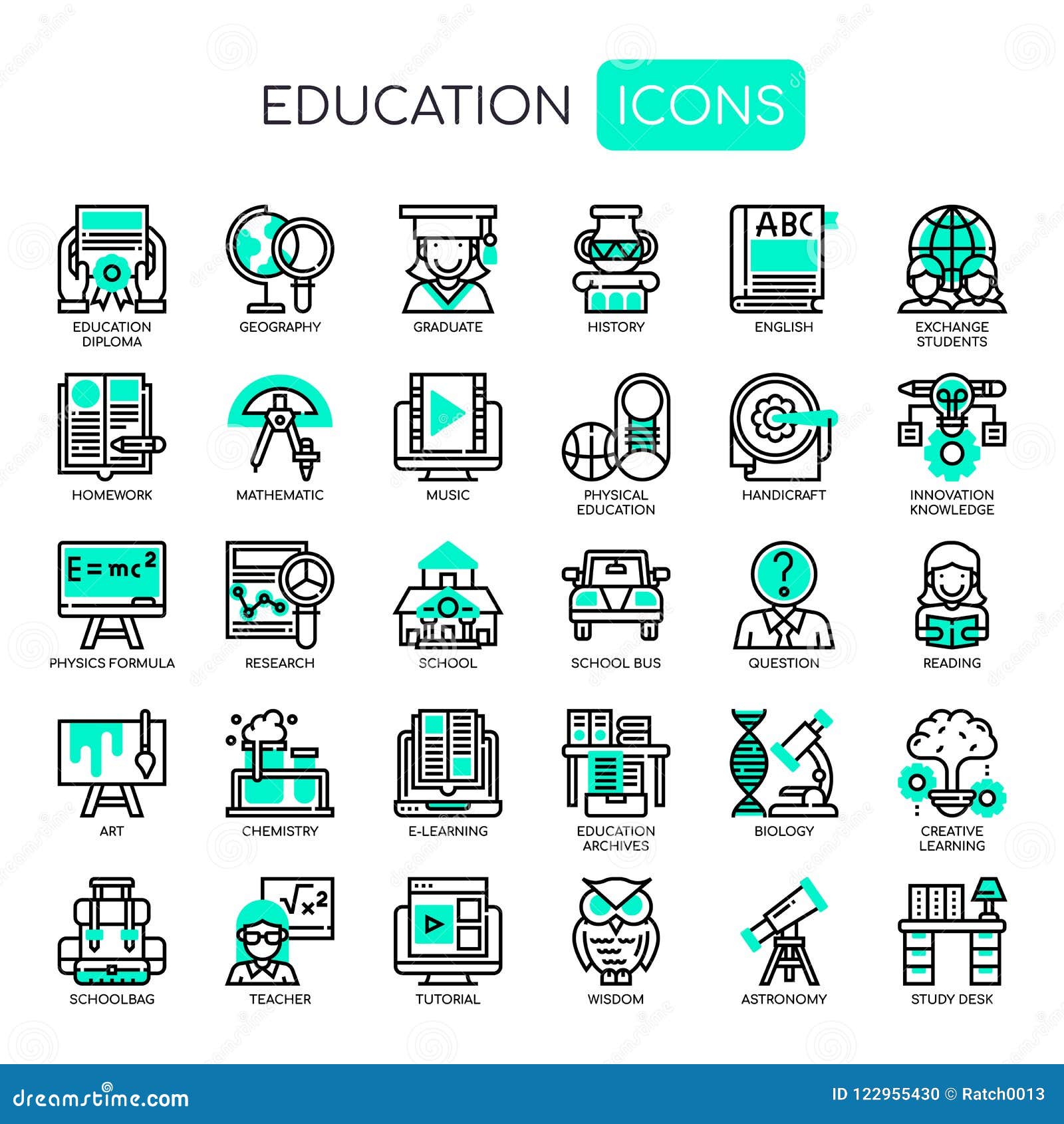 Education , Pixel Perfect Icons Stock Vector - Illustration of ...