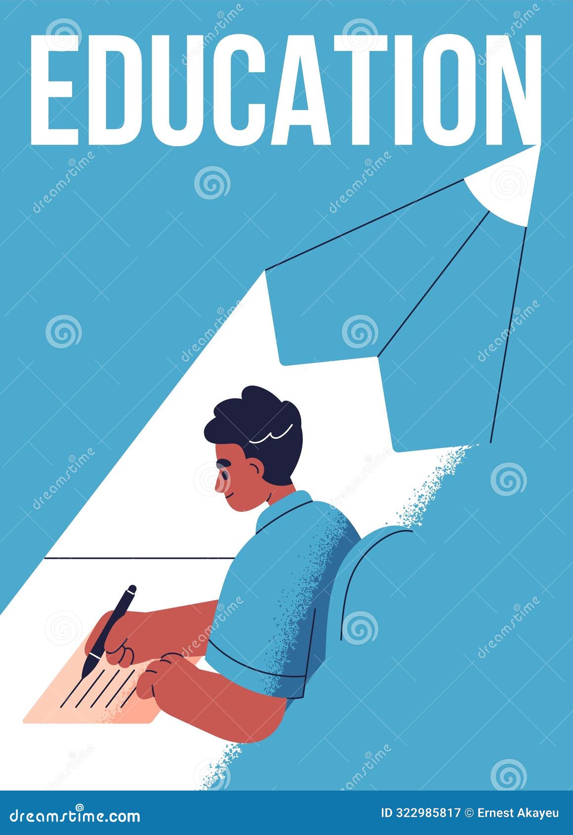 Education Poster Design. Student Writing, Studying, Learning and ...
