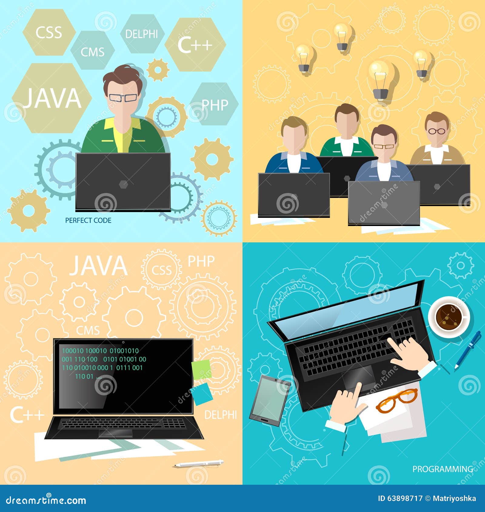 Education Programmers Group Code Development Set Stock Vector ... Education Programmers Group Code Development Set Stock Vector ...