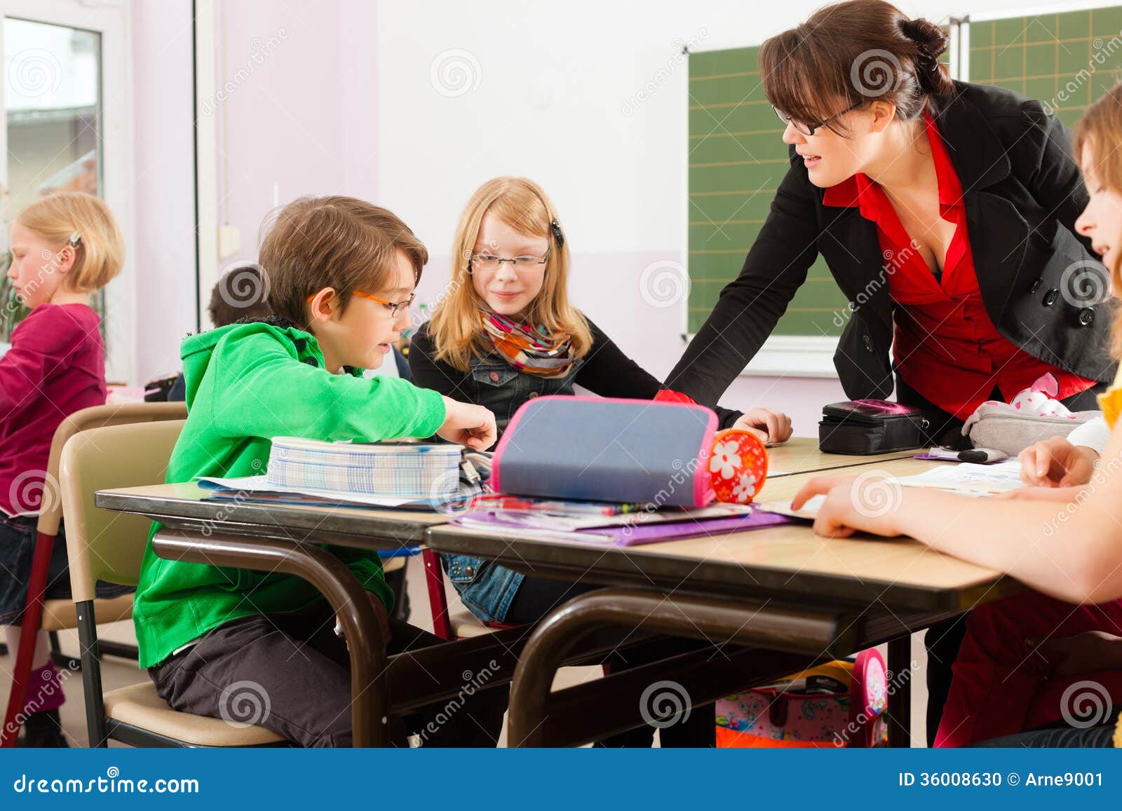 Education - Pupils and Teacher Learning at School Stock Photo - Image ...