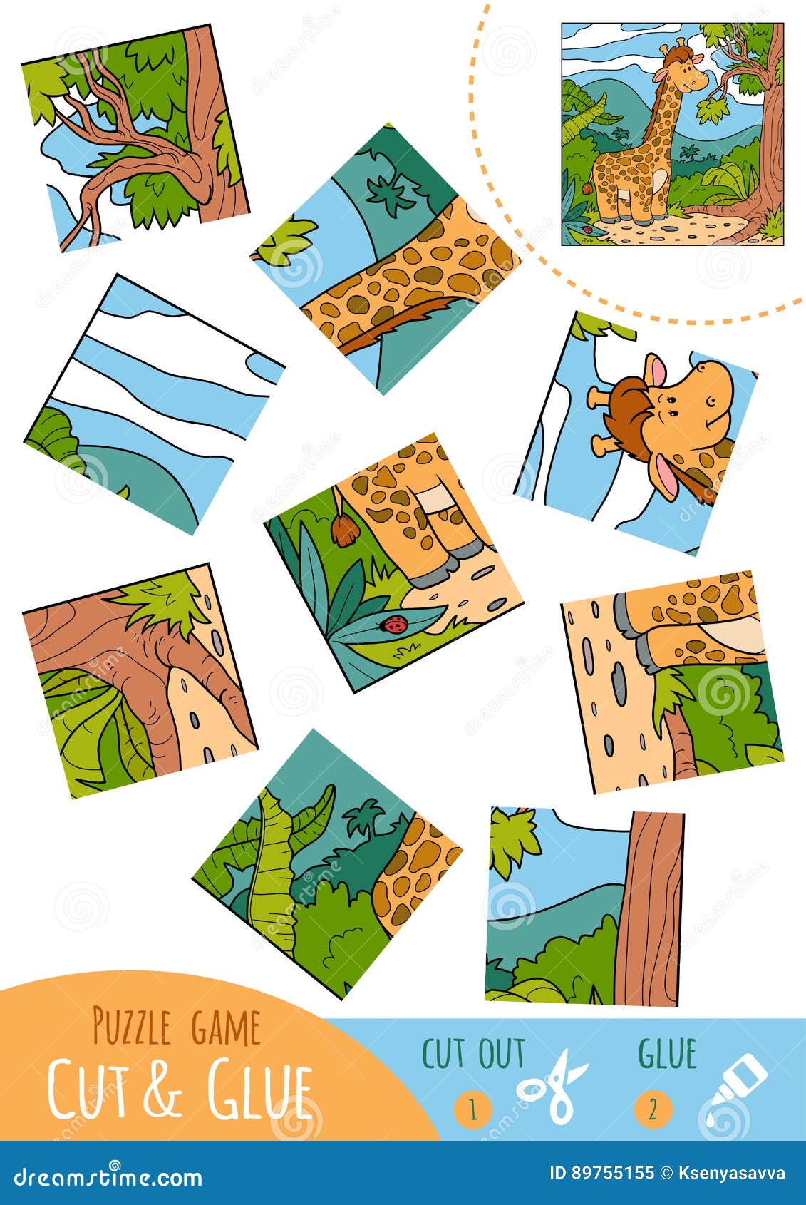 Education Puzzle Game for Children, Giraffe Stock Vector - Illustration ...