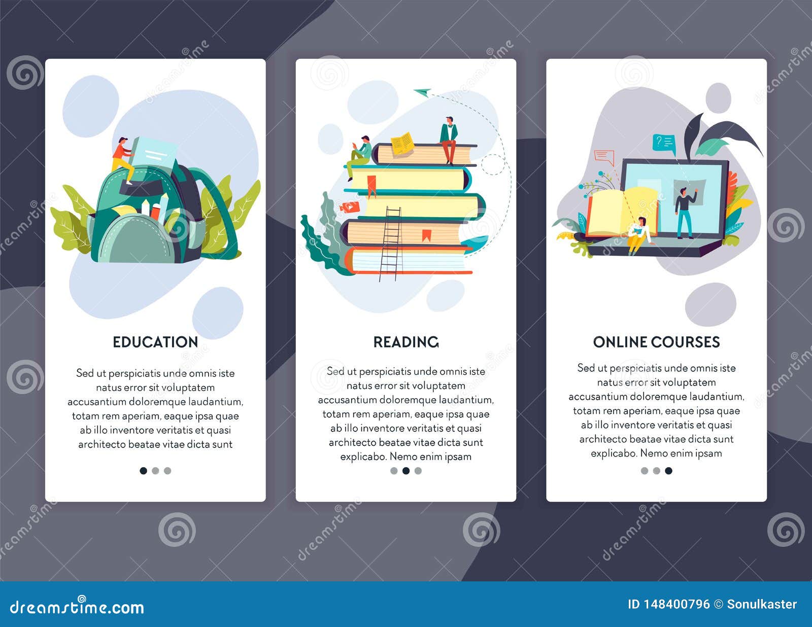 Education Reading and Online Courses Web Page Template Stock Vector ...