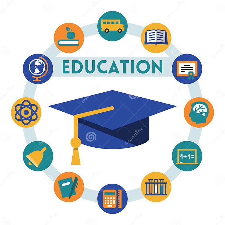 Education Related Infographic, Flat Style Stock Vector - Illustration ...