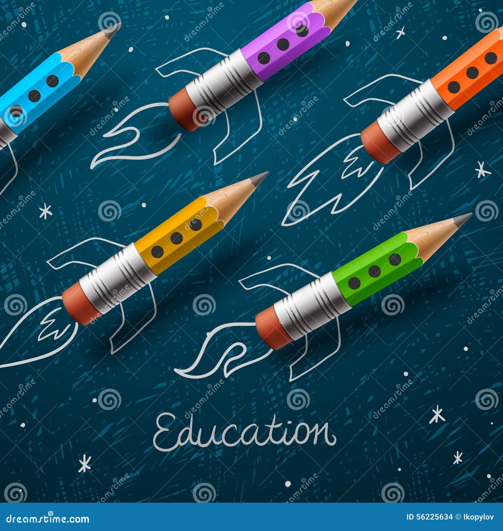 Education. Rocket Ship Launch with Pencils - Stock Vector ...