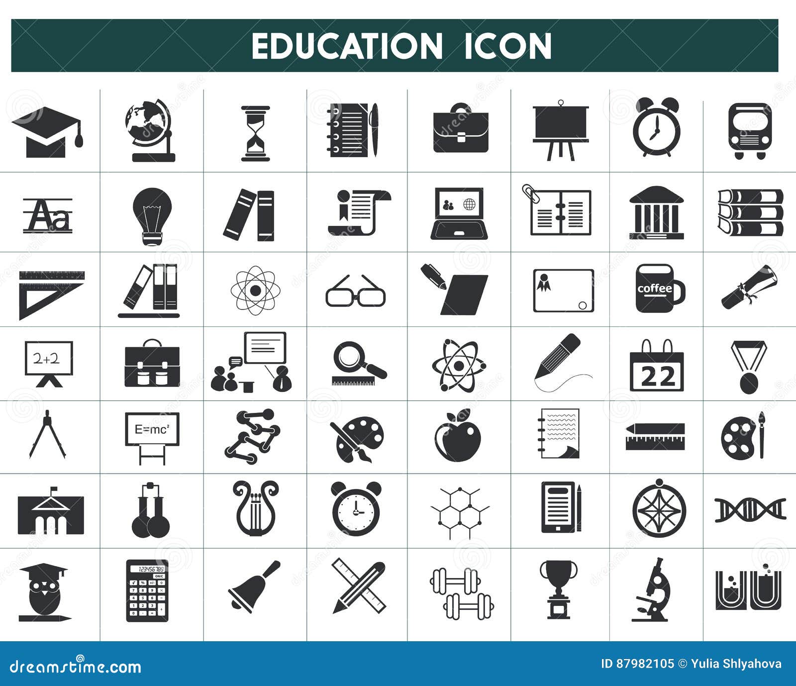 Education and School Black Pictogram Stock Vector - Illustration of ...