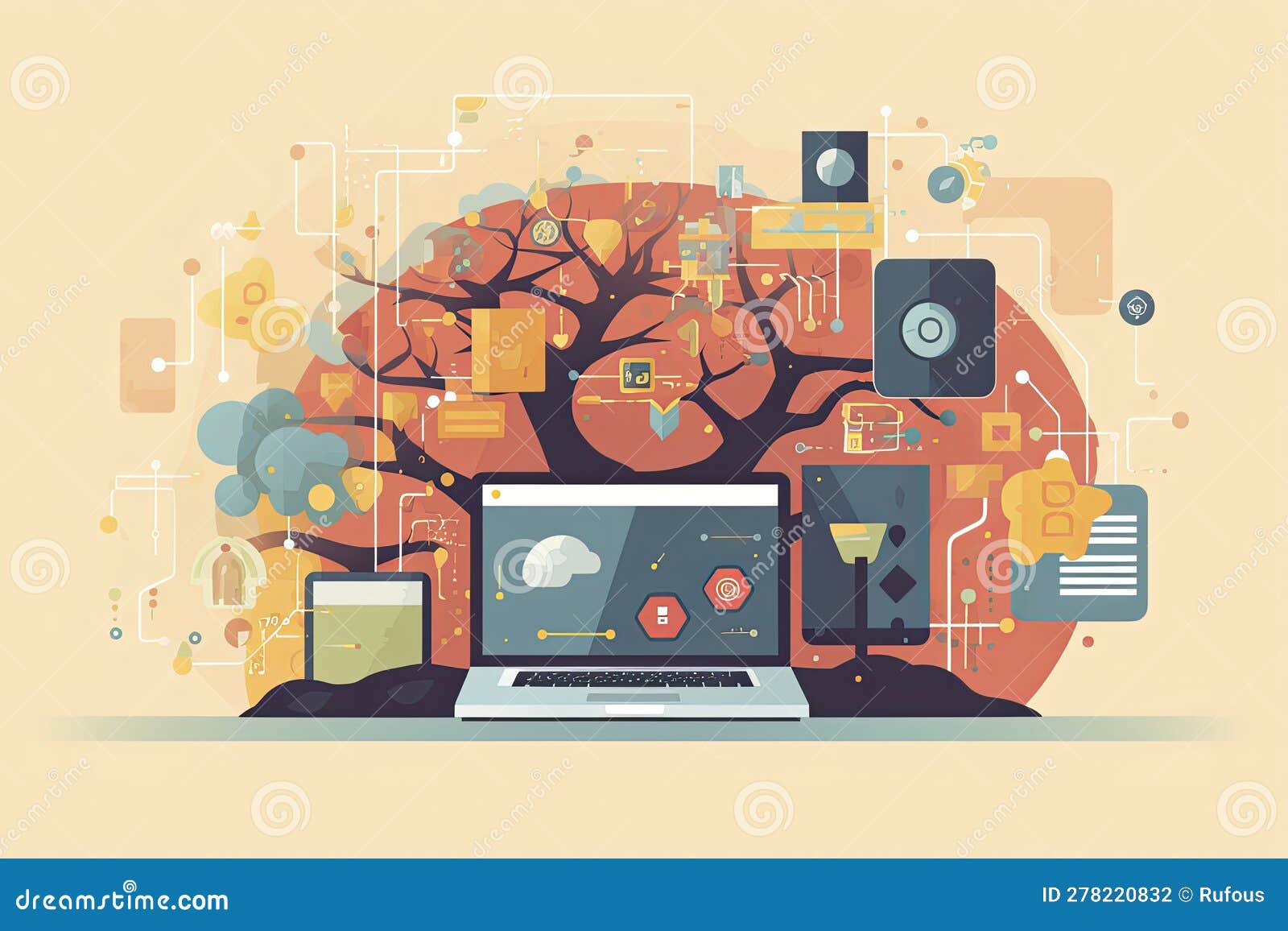 Education School Computer Network Technology Concept,vector ...