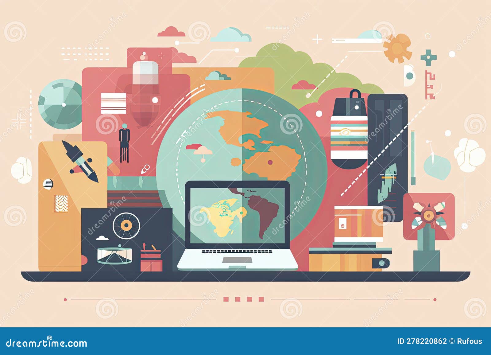 Education School Computer Network Technology Concept,vector ...