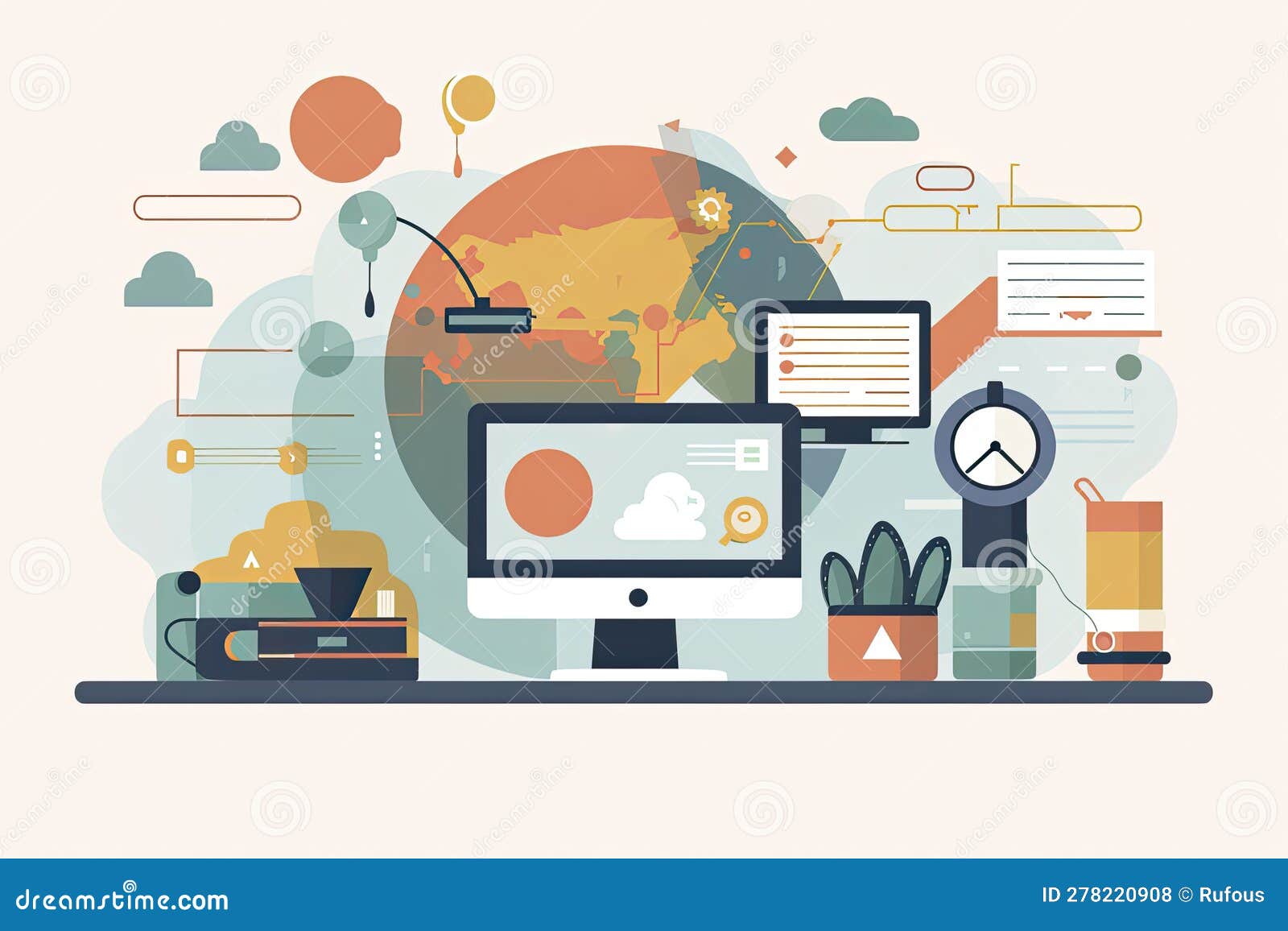 Education School Computer Network Technology Concept,vector ...