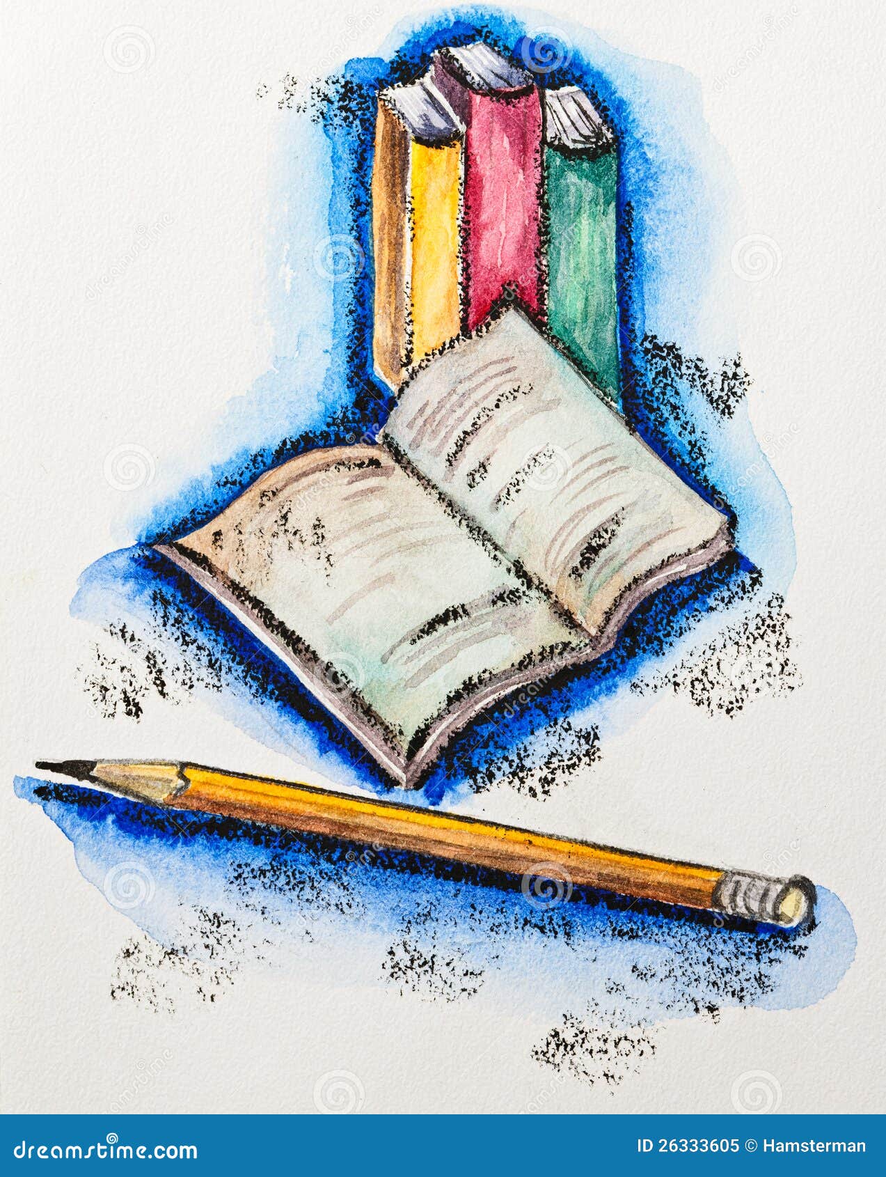 Education School Concept with Books and Pencil Stock Illustration ...