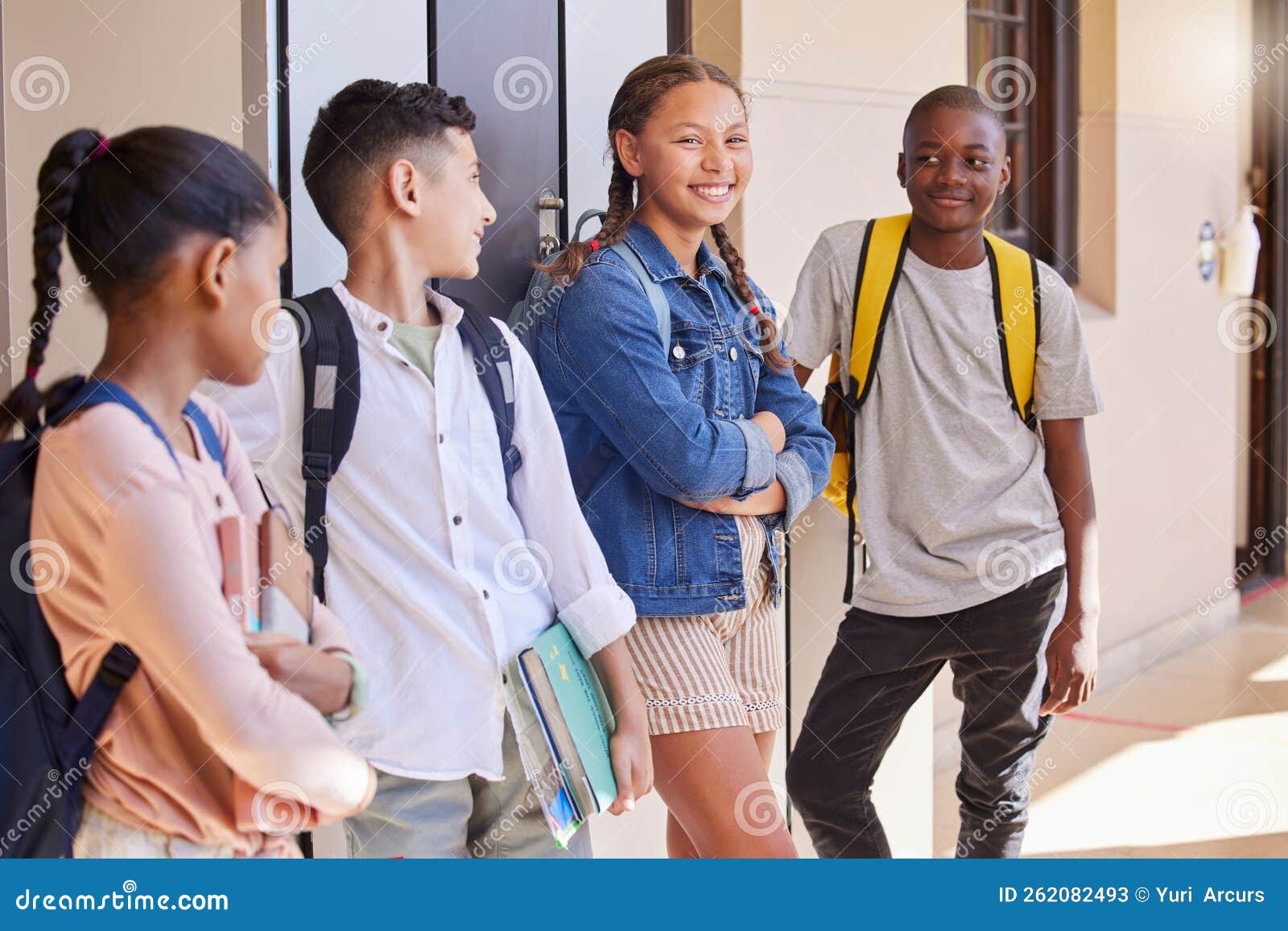 Education, School and Students with Books and Diversity Waiting Outside ...
